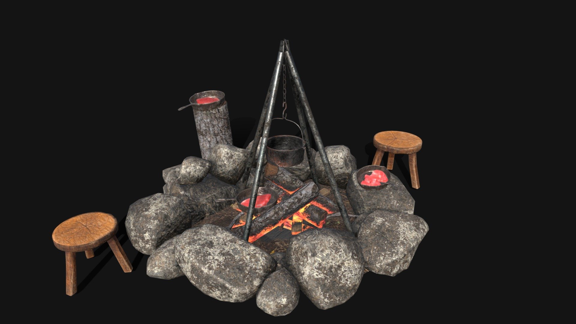 Cooking Campfire - Buy Royalty Free 3D model by Clockwork Creations (@clockworkcreations ...