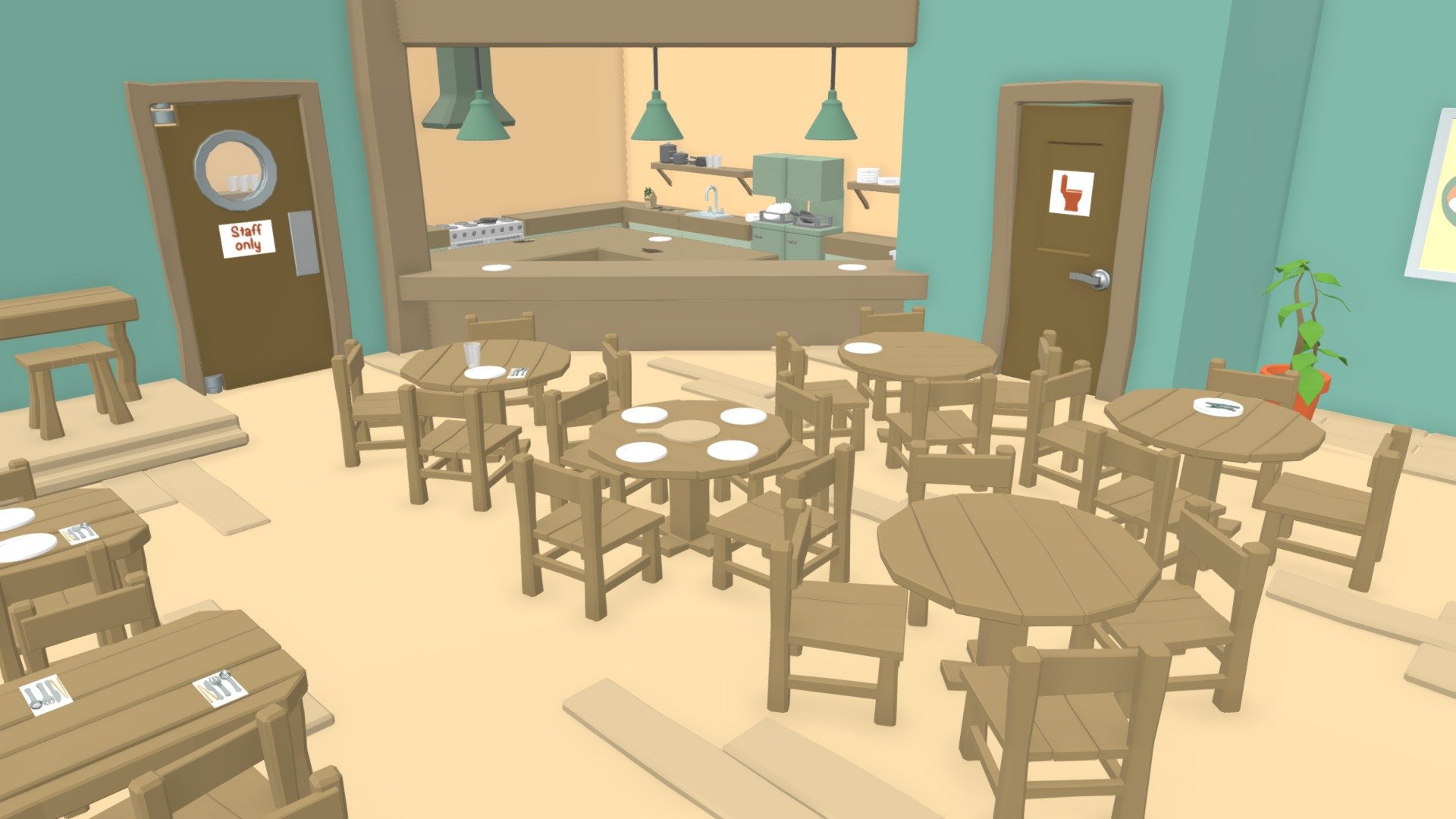Stylised Restaurant - Buy Royalty Free 3D model by sam (@pigeons ...