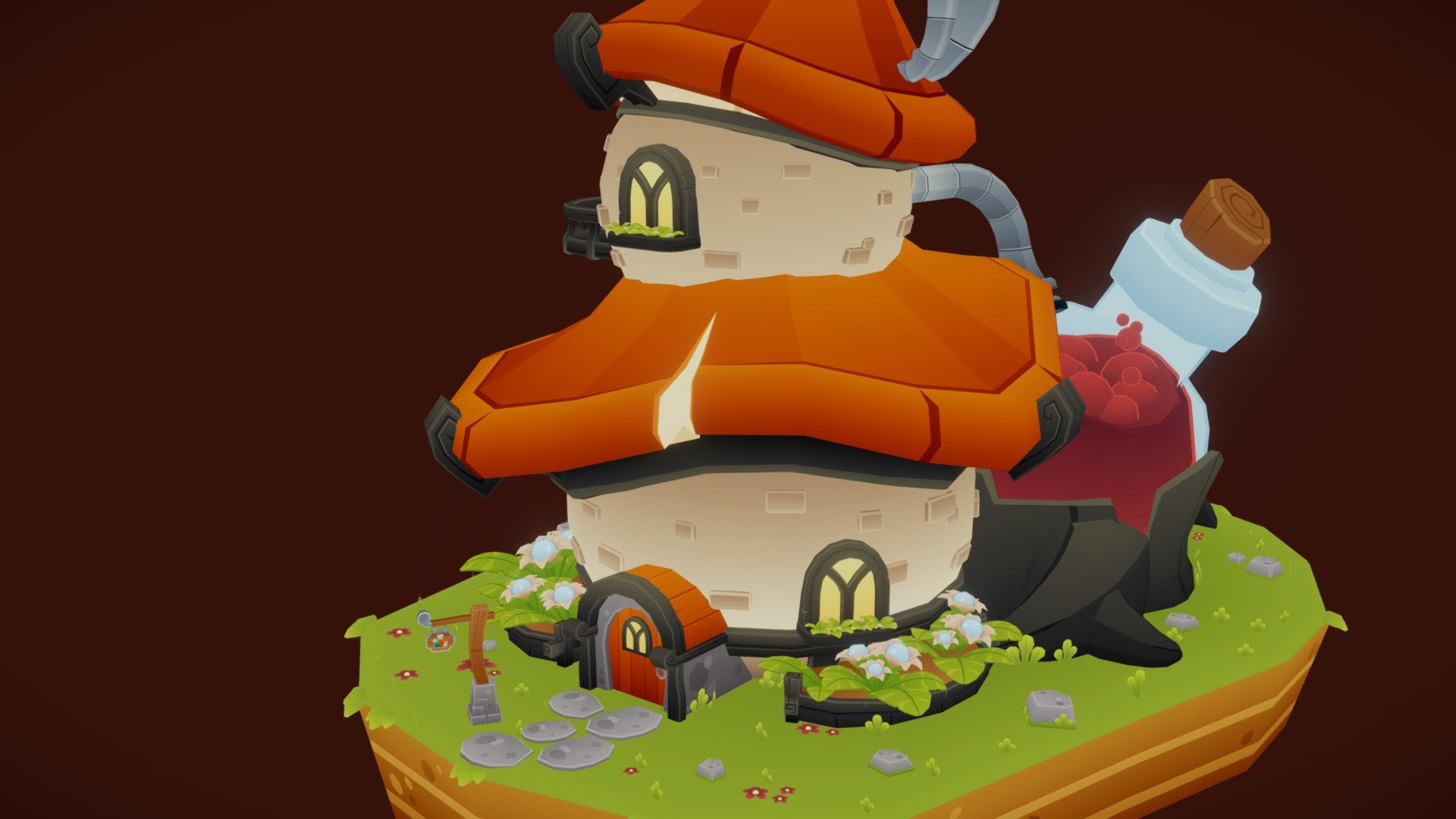 Mushroom Village - Potion Factory - Download Free 3D model by Ergoni ...