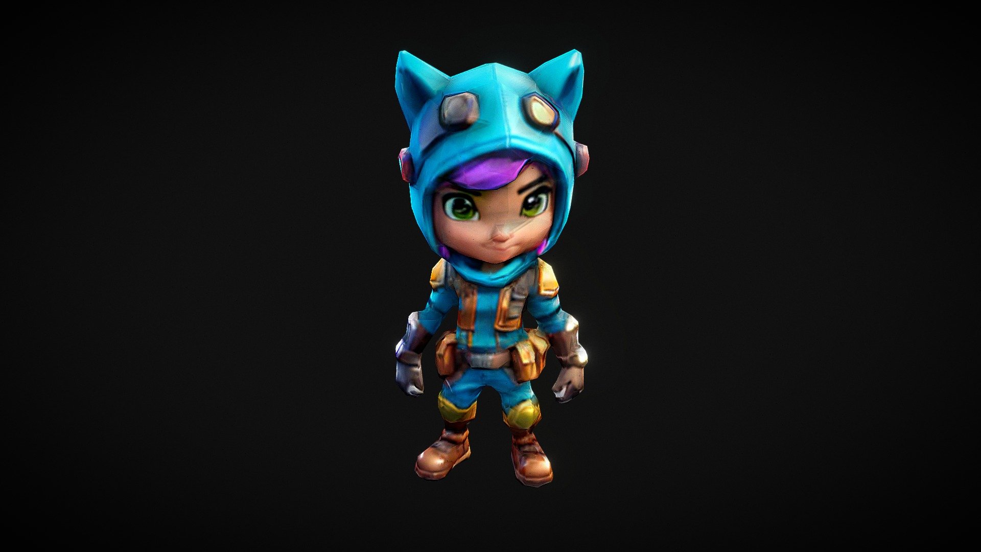 Chibi-style graphic of female character in a for - Download Free 3D ...