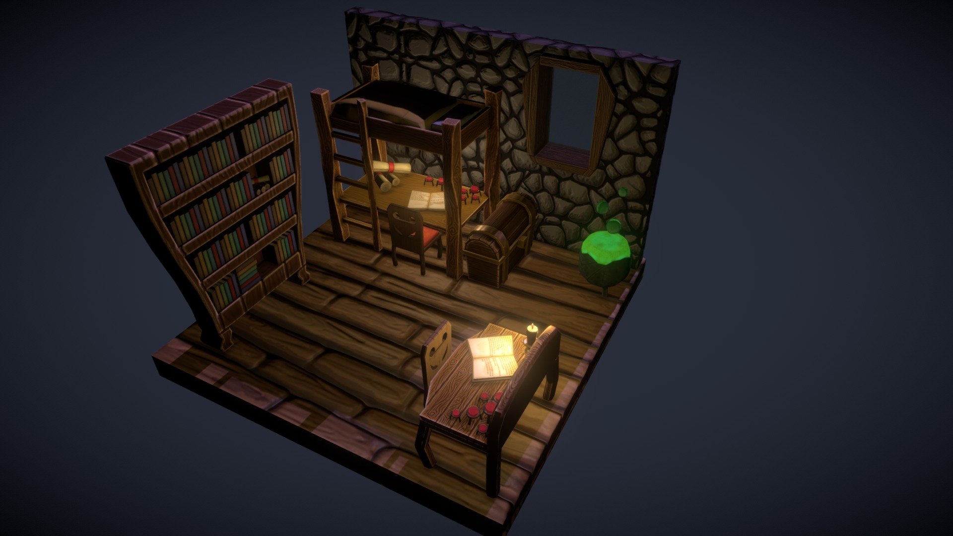 Wizard Bedroom - Download Free 3D model by Dunks_ [037cff6] - Sketchfab