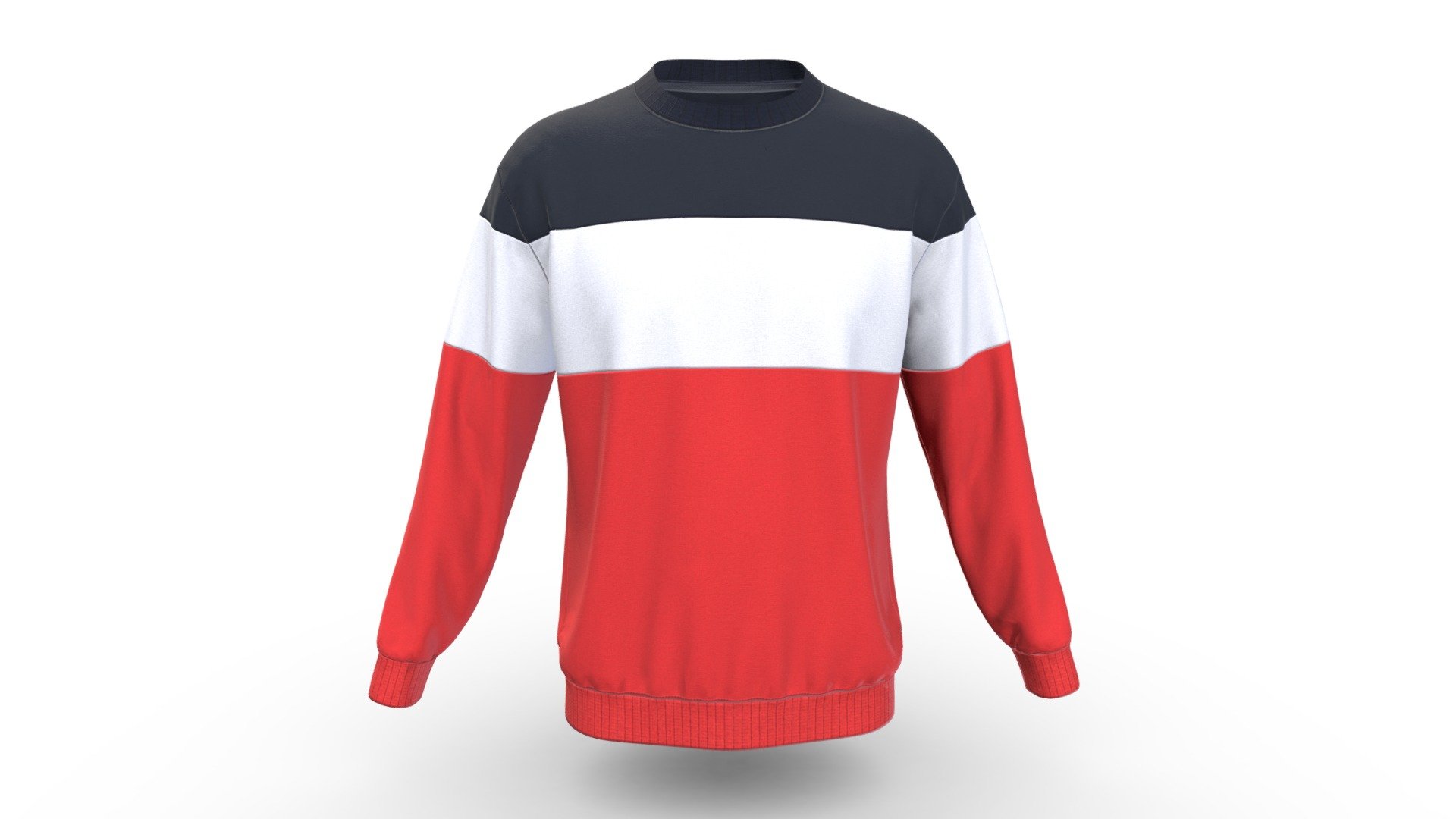 Men Color Block Sweatshirt - Buy Royalty Free 3D model by BINARYCLOTH ...