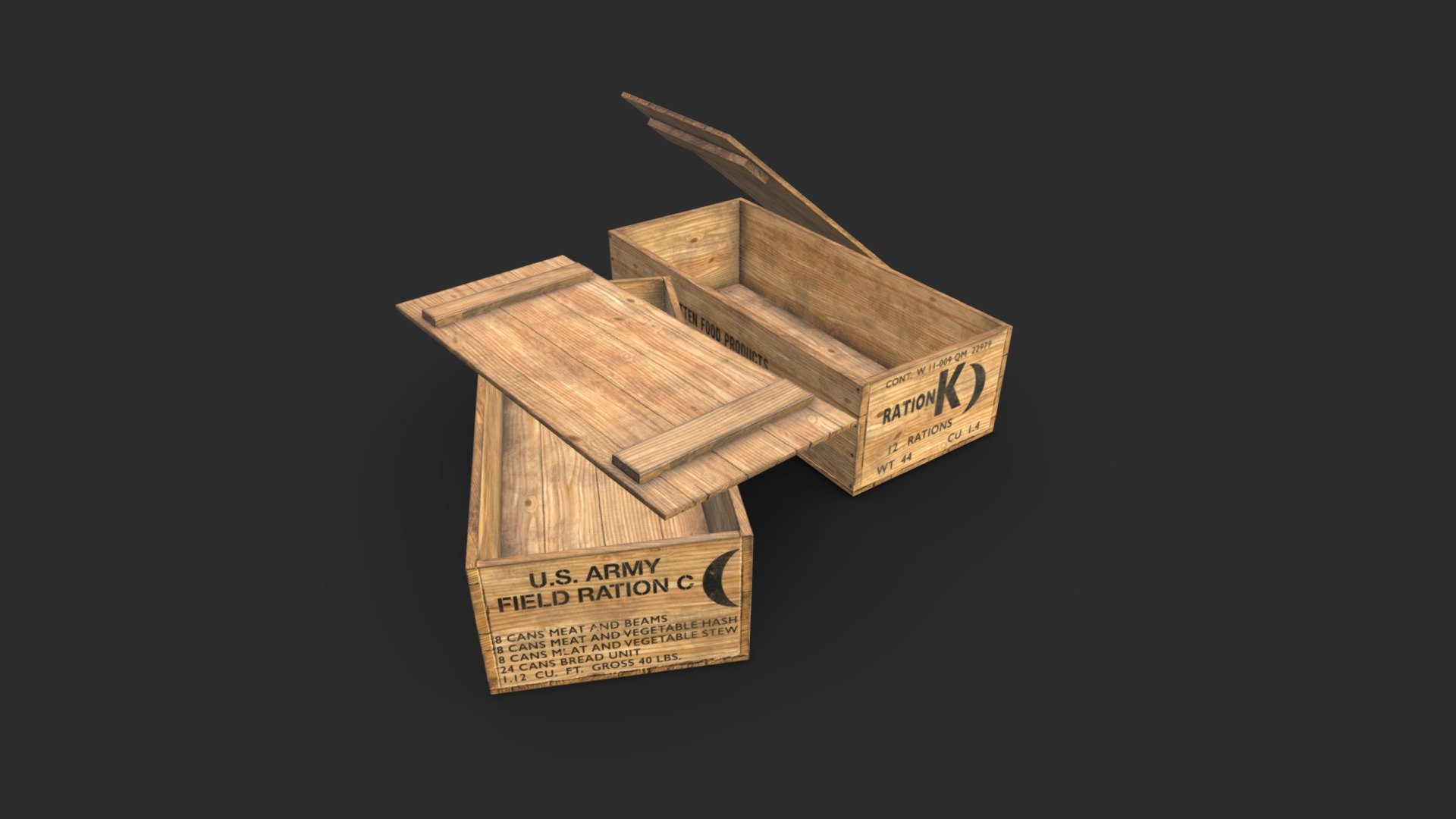 Wooden Crate K & C Rations WWII - Buy Royalty Free 3D model by ...