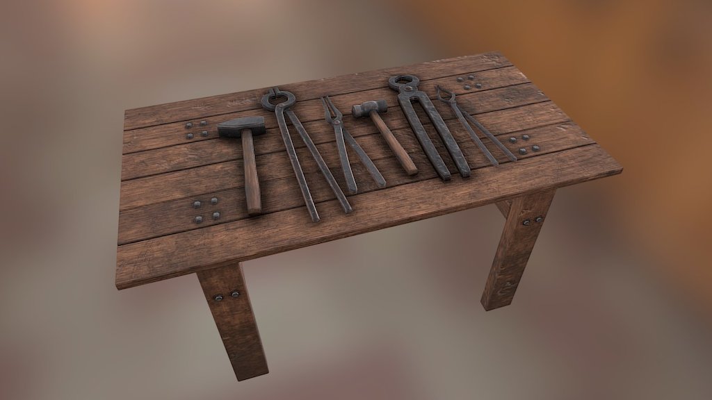Tools & Table - 3D model by cdoubart [0388ac5] - Sketchfab