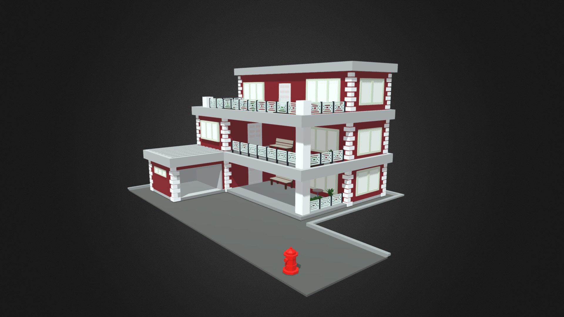 Low Poly Building - 3D model by haibai [039a04f] - Sketchfab