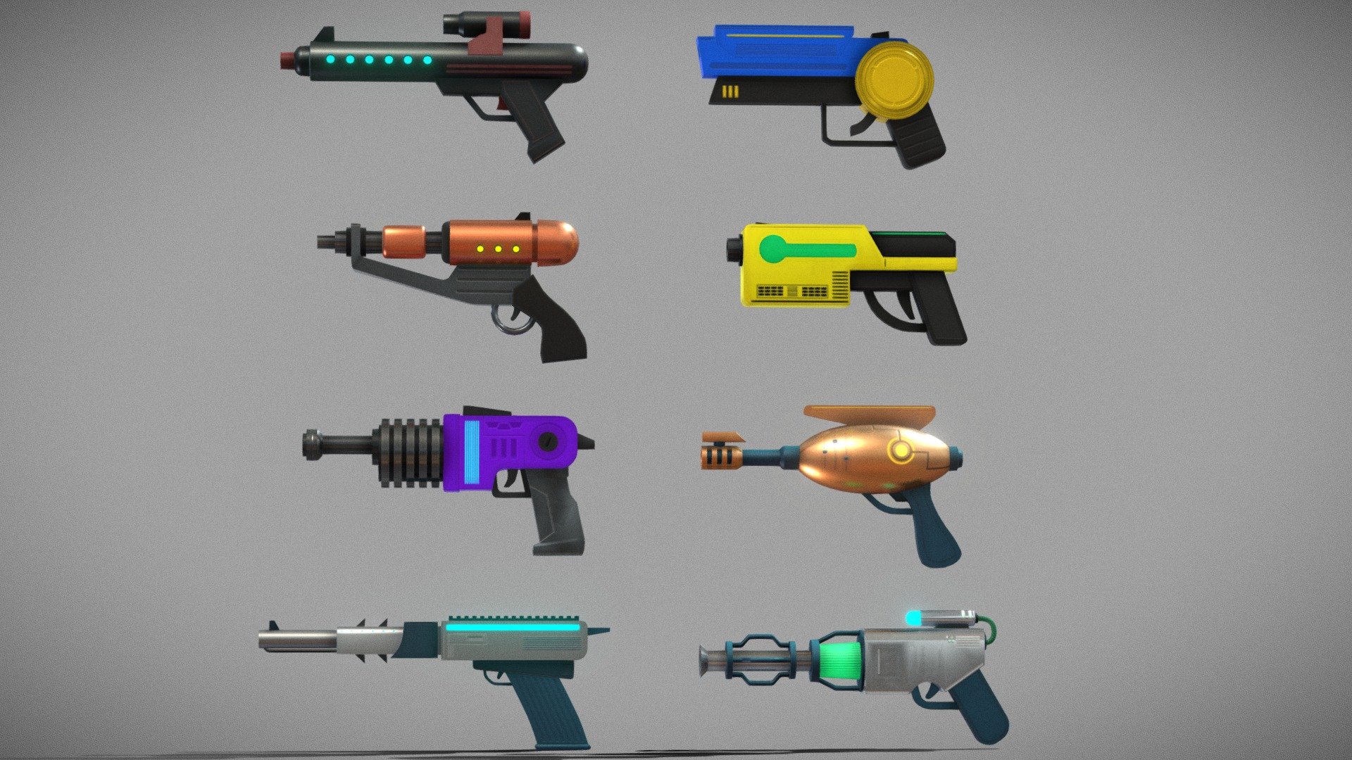 Retro Futuristic Guns - Buy Royalty Free 3D model by Zambur [039e886 ...
