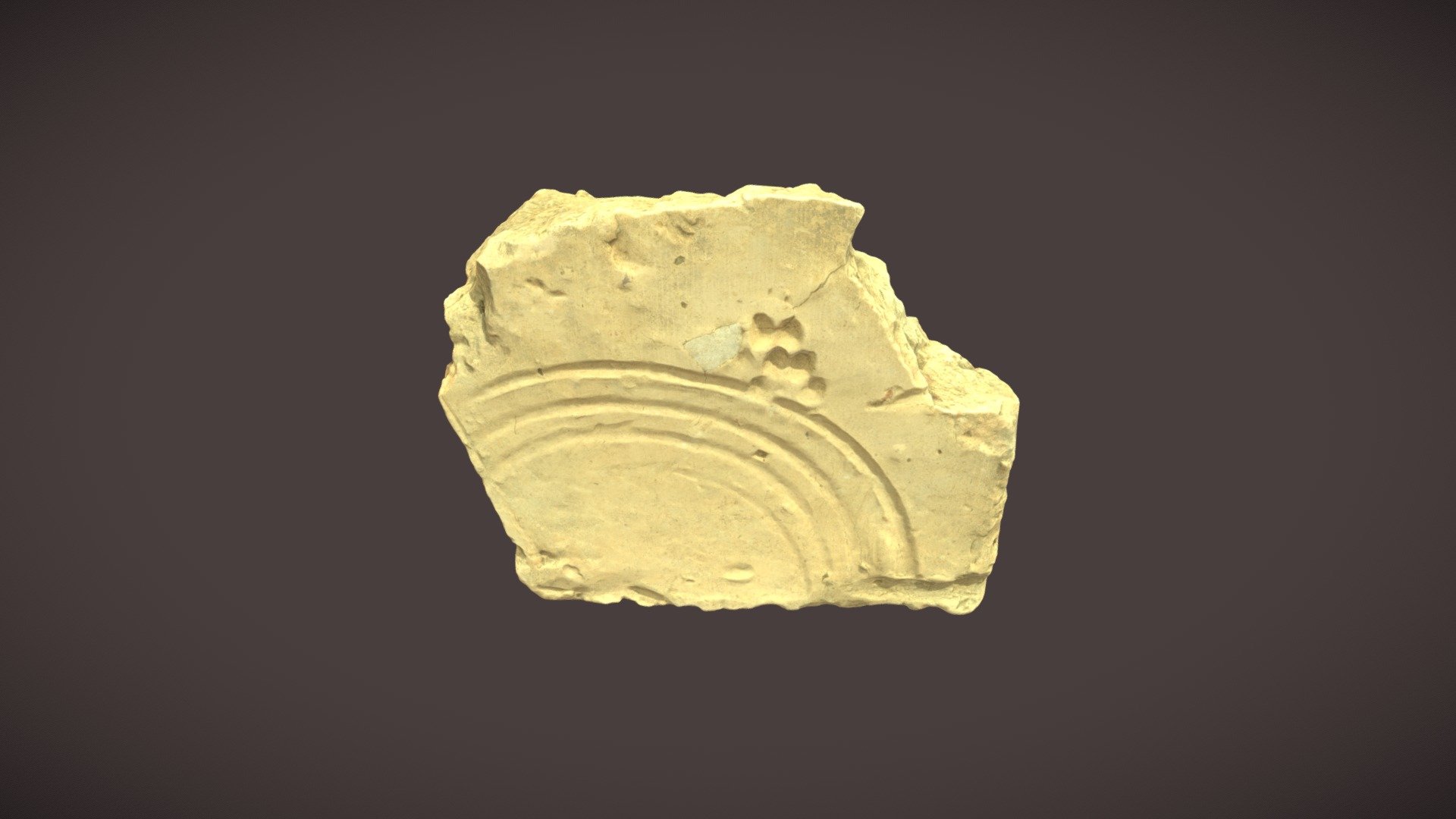 Roman tile with dog paw print - 3D model by OxonMRC [03b5519] - Sketchfab