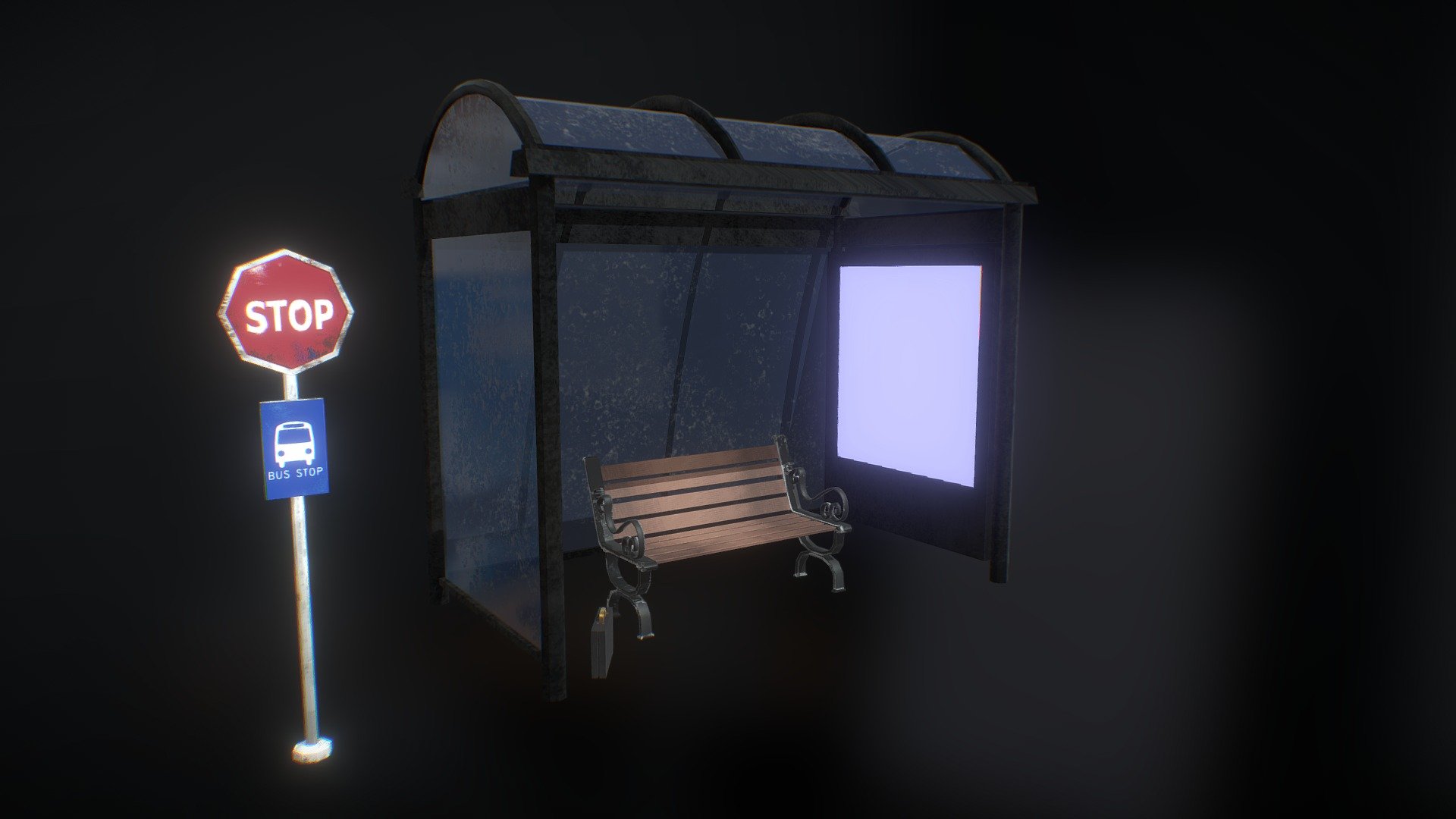 Bus Stop | Bus Station | Bench - 3D model by polarisdiamantis [03d2faf ...