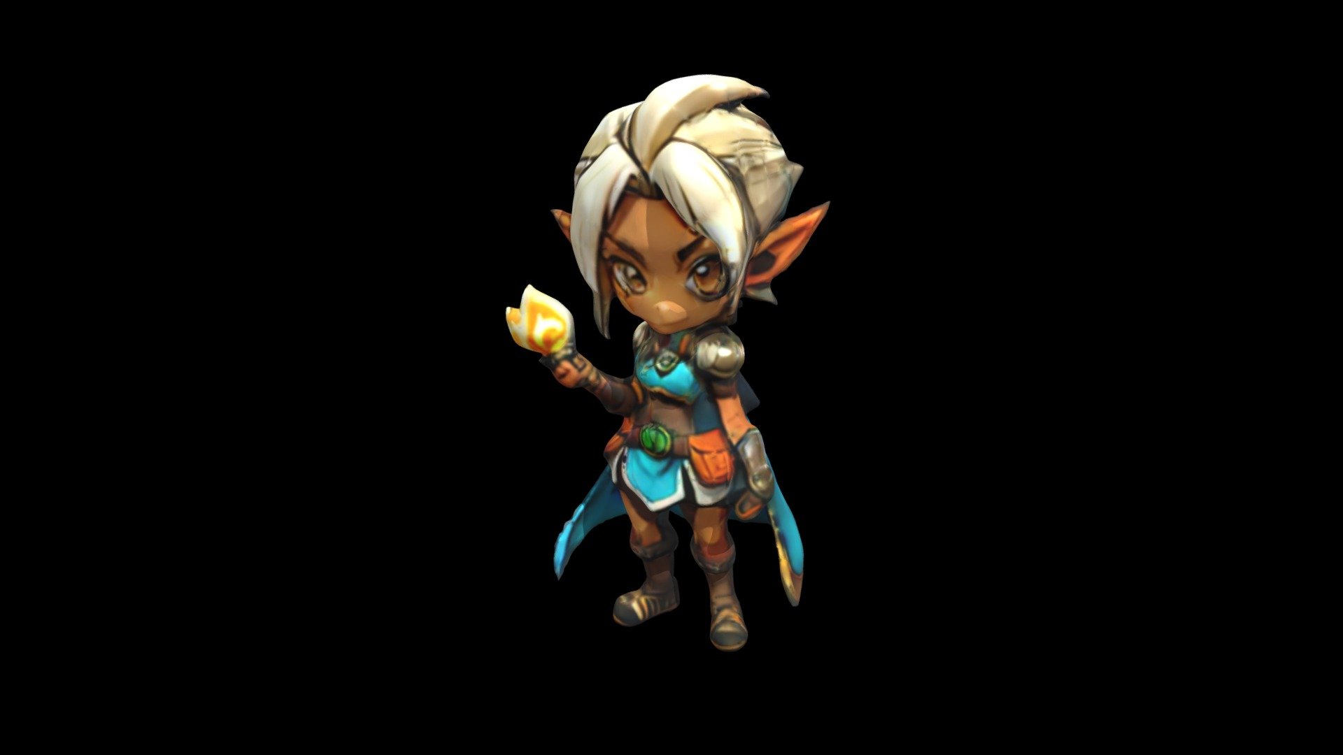 a cartoon drawing of an elf holding a torch - Download Free 3D model by ...