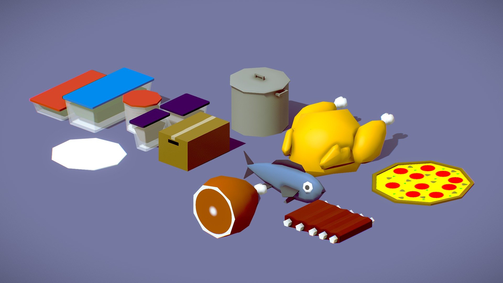 Low Poly Food and Bins - Buy Royalty Free 3D model by lazae [03f2447 ...