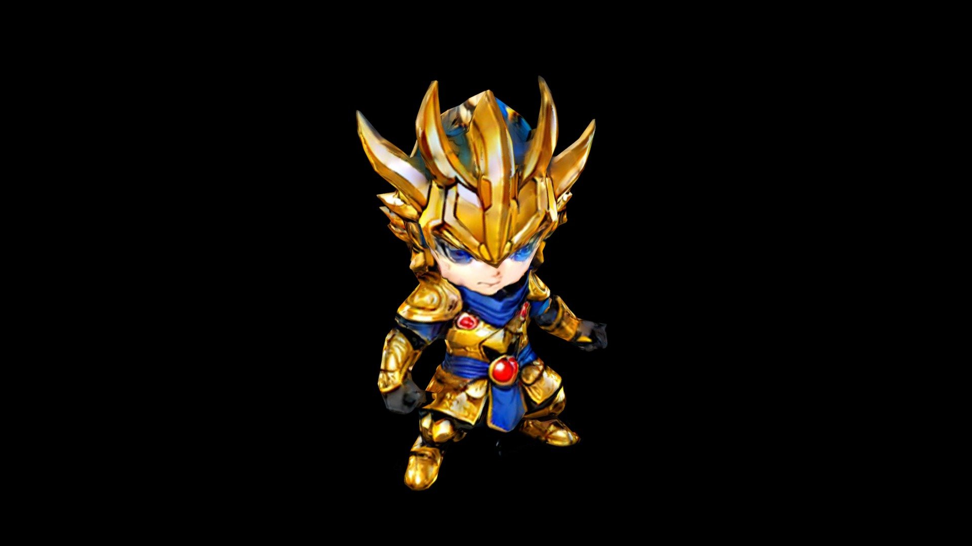 A chibi-style character with golden armor and a - Download Free 3D ...