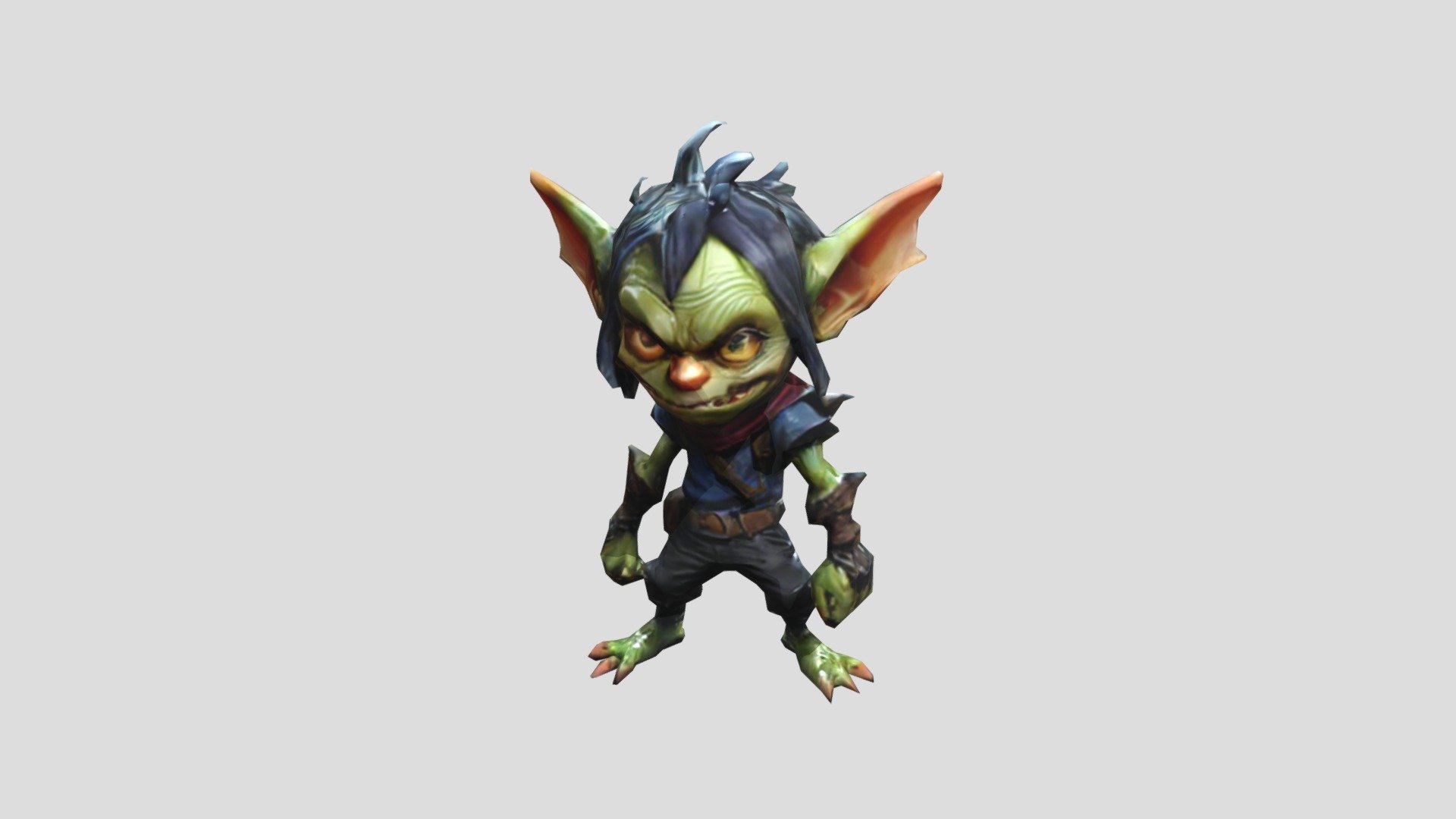 Image of angry goblin-like character with red wi - Download Free 3D ...