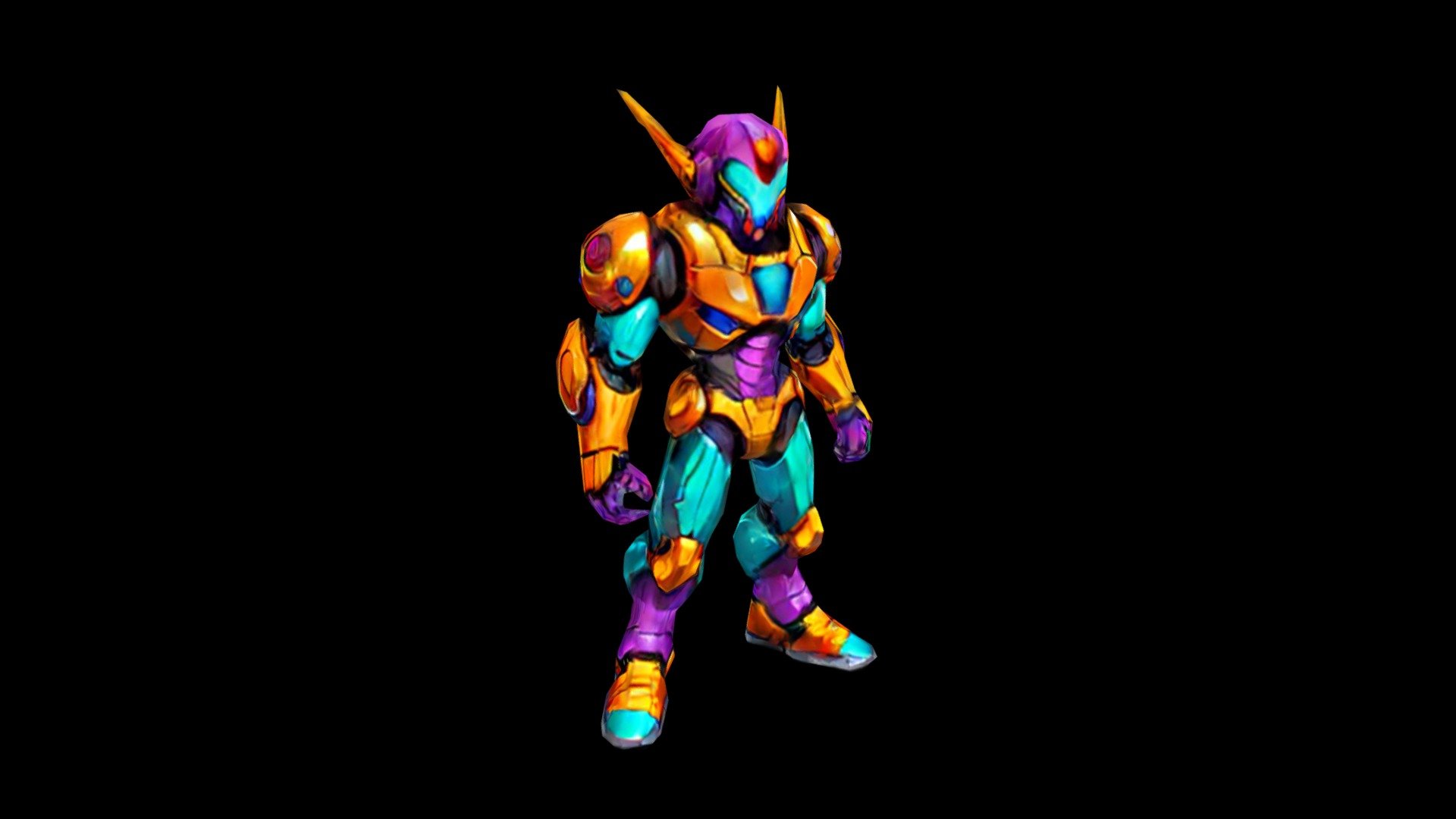 The robot is in full color, standing in a dynami - Download Free 3D ...