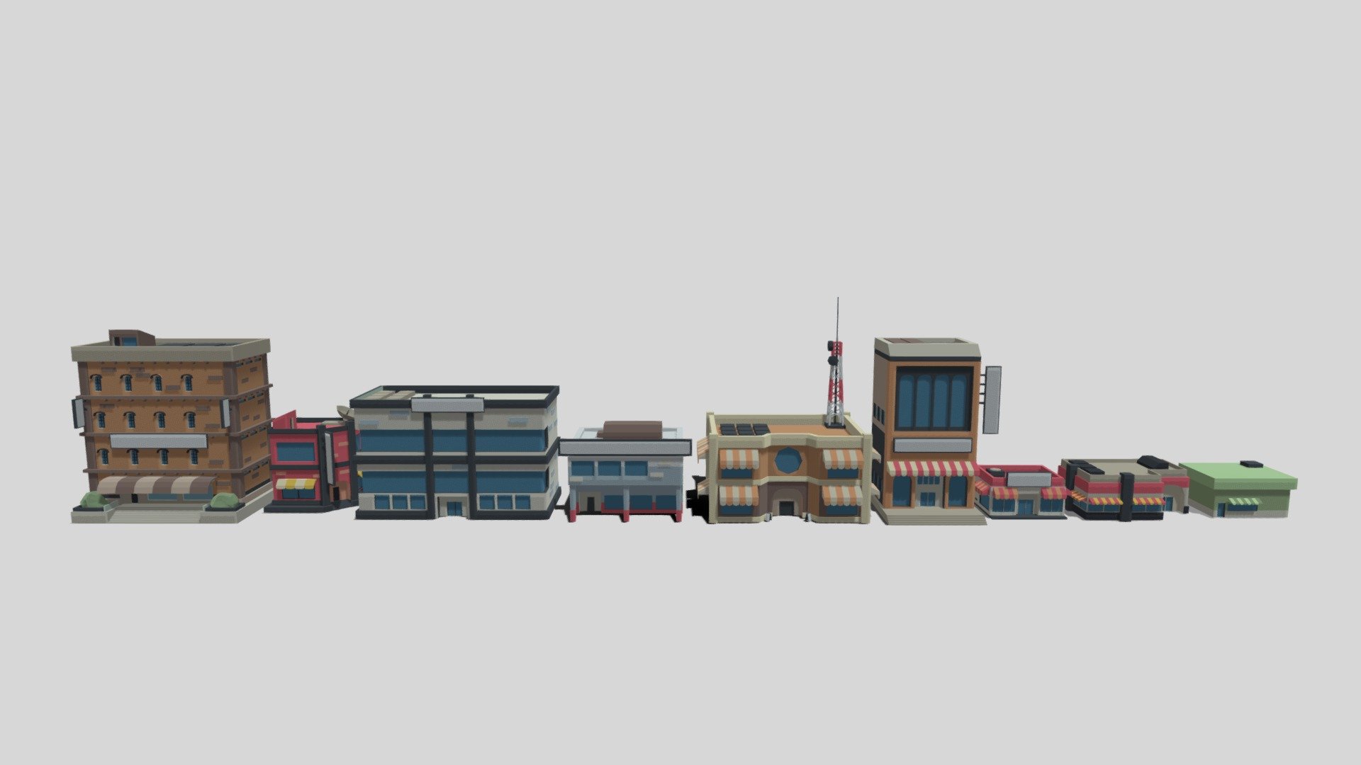 9 Lowpoly "Shop" Buildings by Rzyas - Buy Royalty Free 3D model by ...