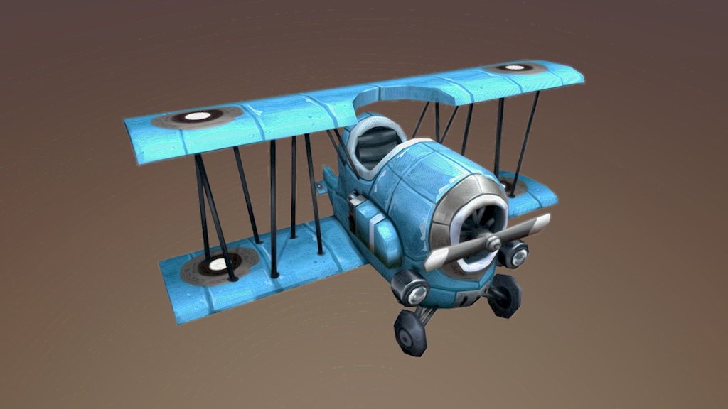 Biplane Single-ani-blue - 3D model by Ison (@XinChengWu) [042e1ba ...