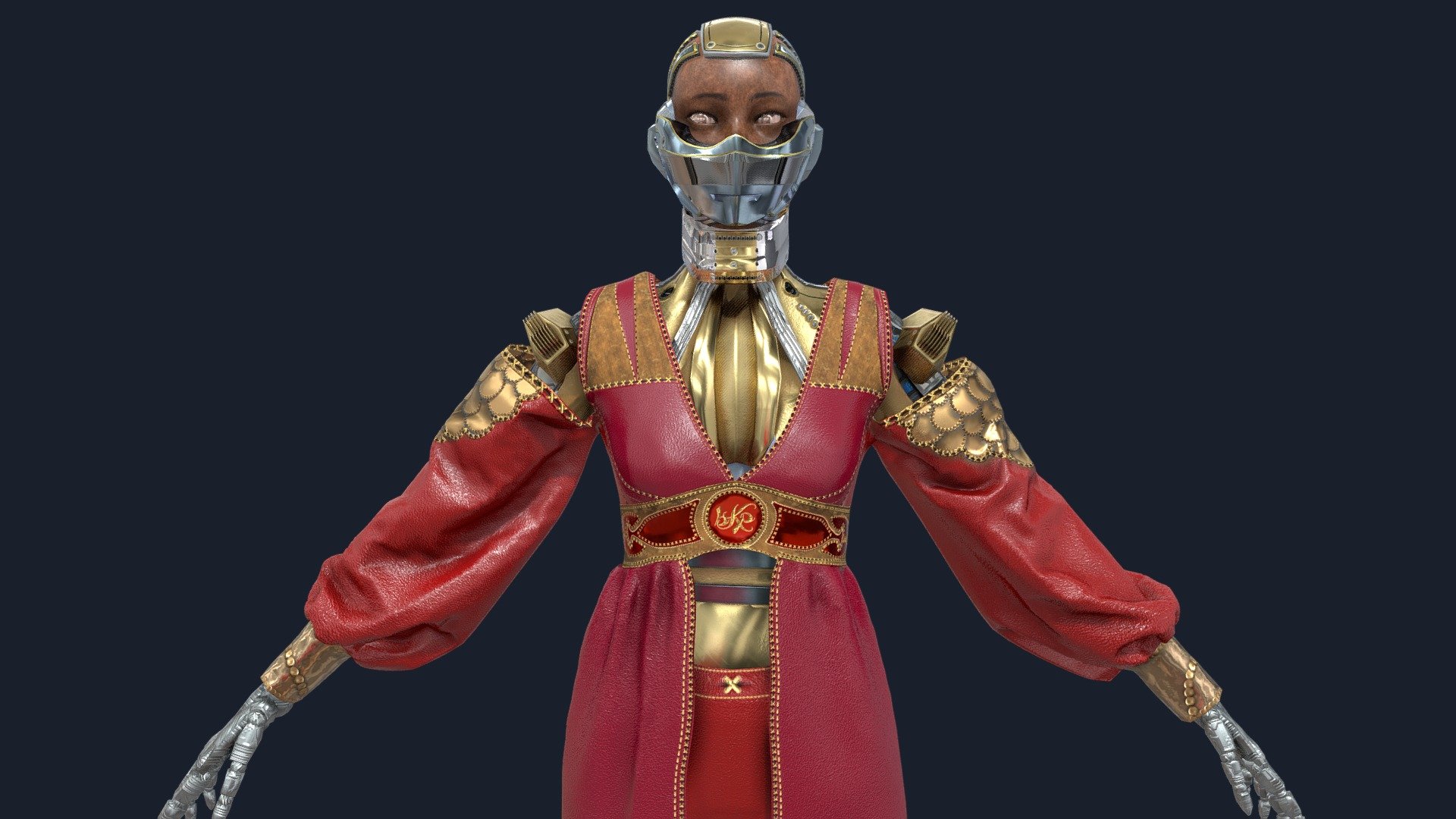 Female Cyborg Red Dress - 3D model by Firdosh . (@firdosh940) [043e6a2 ...