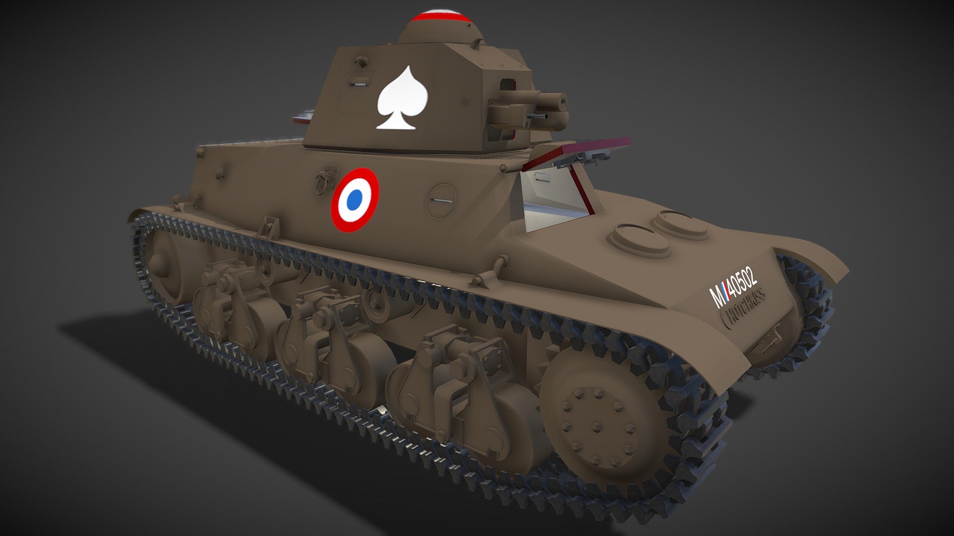 French army Hotchkiss H.38 light tank - Download Free 3D model by ...