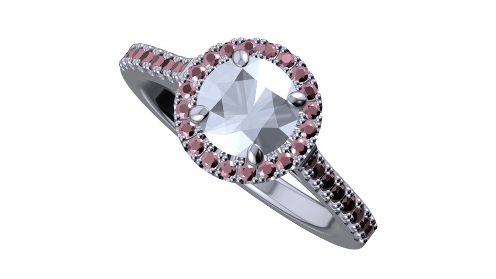 Allure Halo Pavé Pink Diamond/Sapphire Intense - 3D model by ...