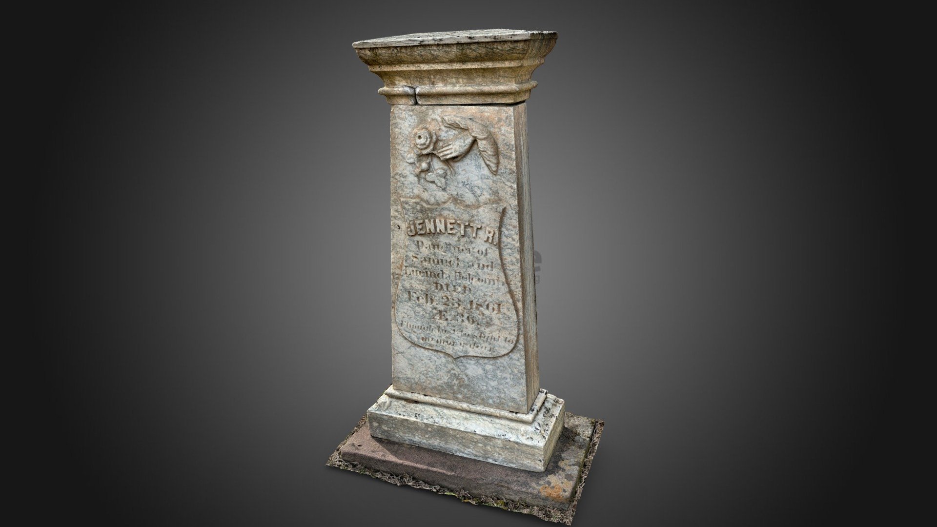 Jennett R. Holcomb - d. Feb 23, 1861 - 3D model by CVM ...