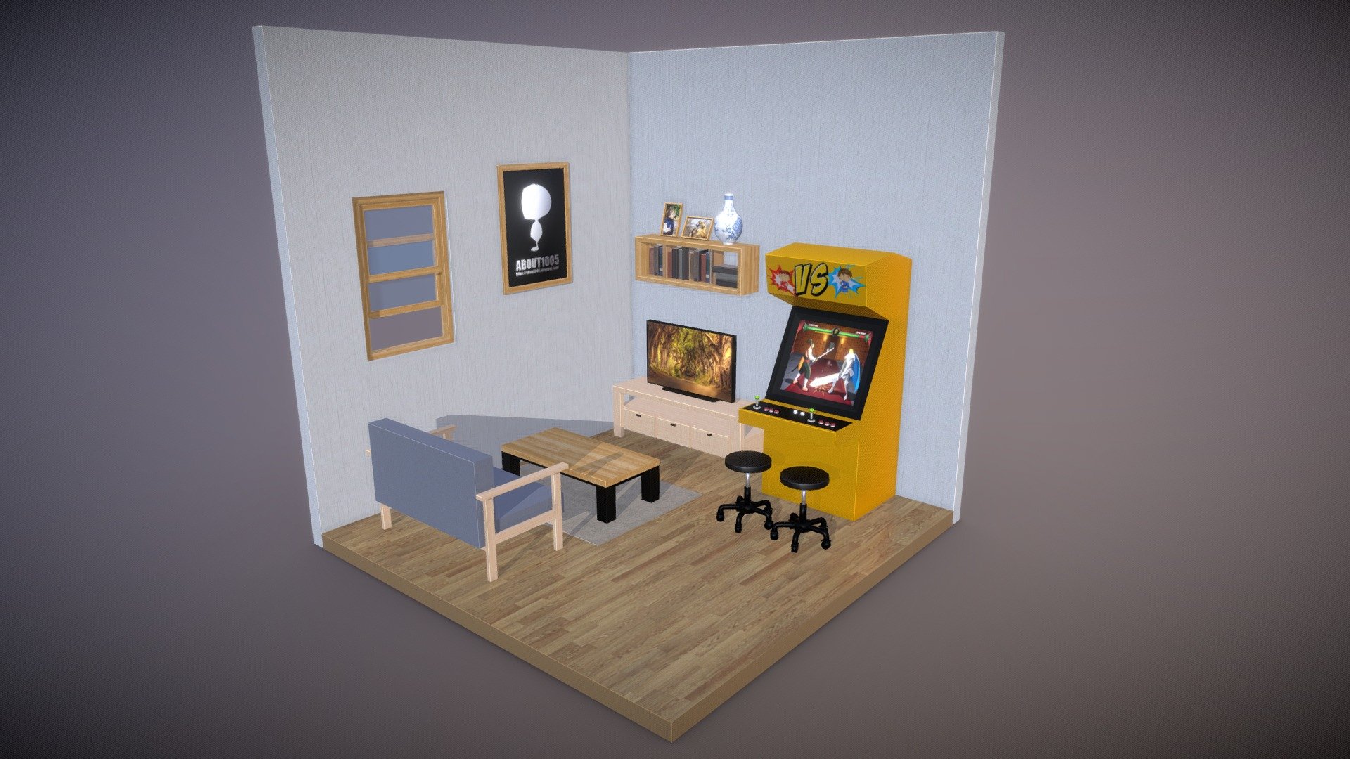 Low Poly Living Room - 3D model by zyca.yang [0477791] - Sketchfab