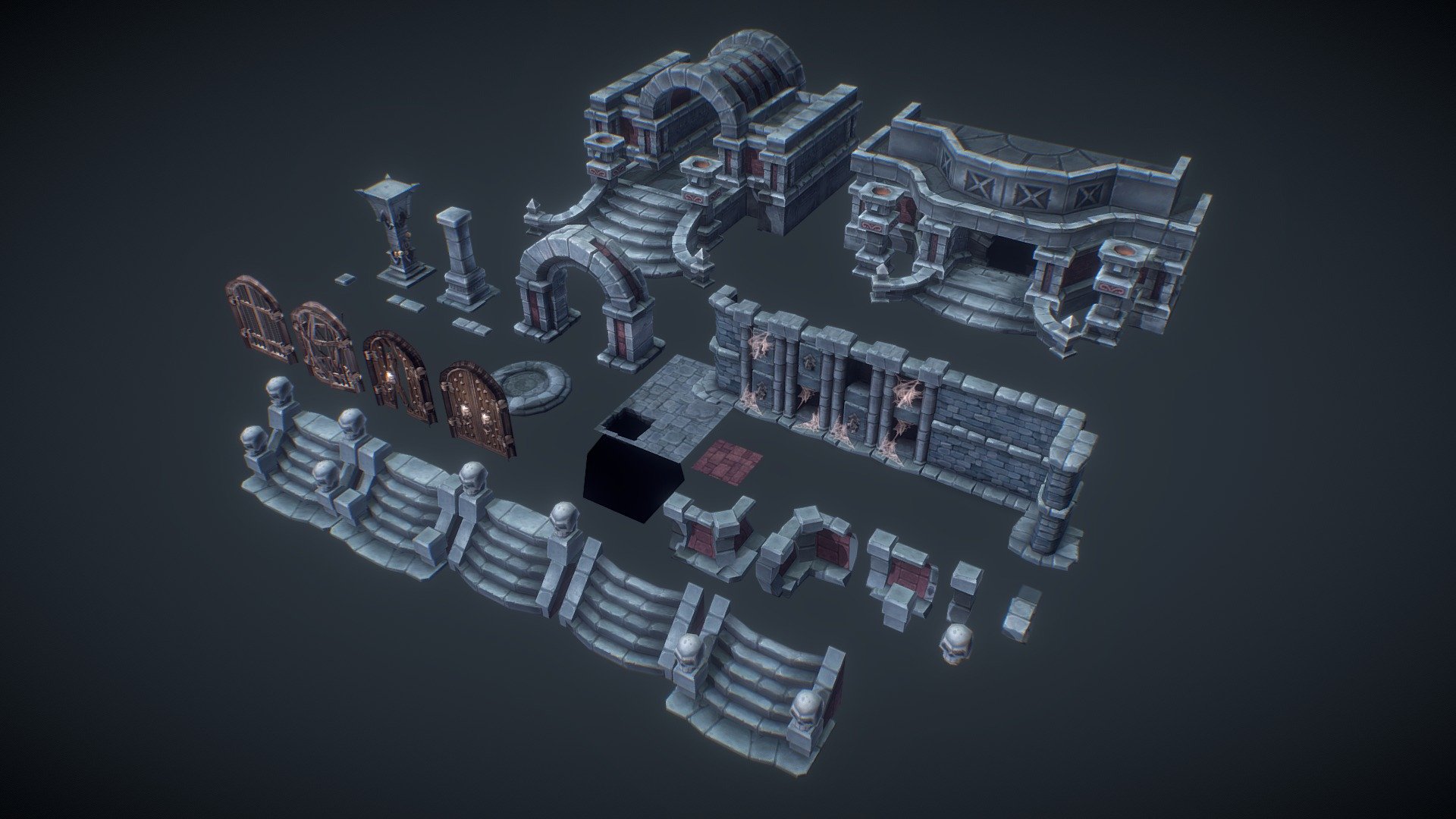 Dungeon Set All Parts - Hand Painted - 3D model by BitGem [047d231 ...