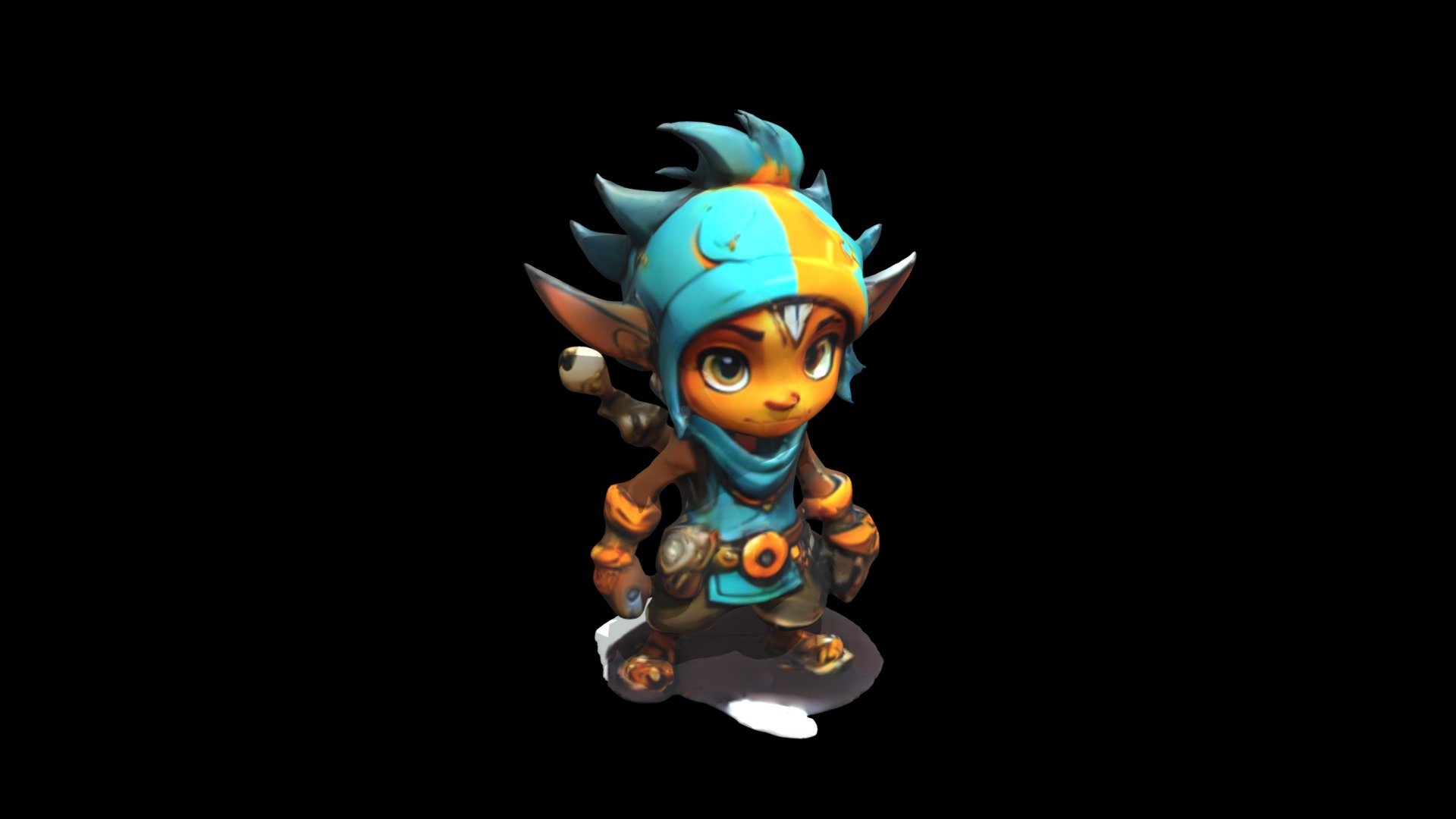 a cartoon character with a blue and orange ha - Download Free 3D model ...
