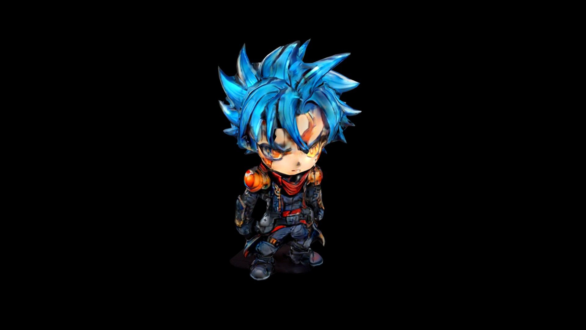 An anime character with blue spiky hair and glow - Download Free 3D ...
