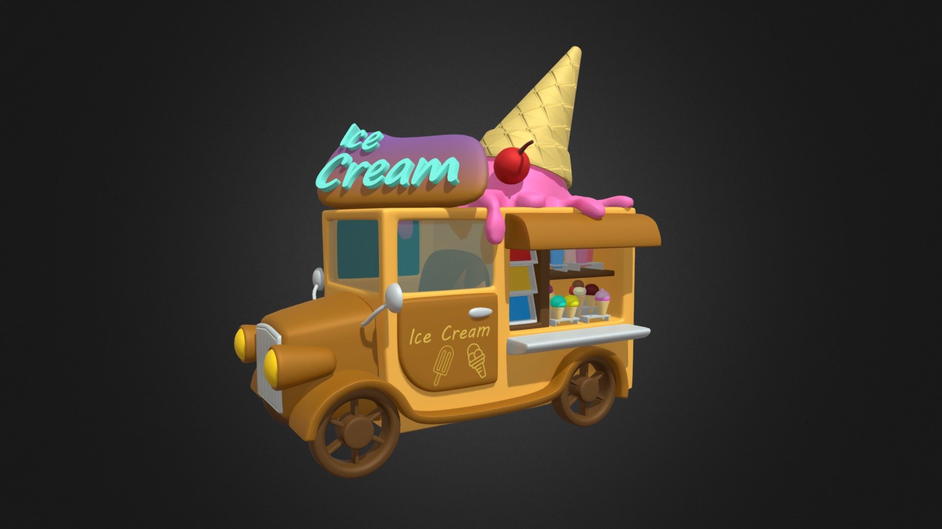 Asset - Cartoons - Food Icecream Car - Buy Royalty Free 3D model by ...