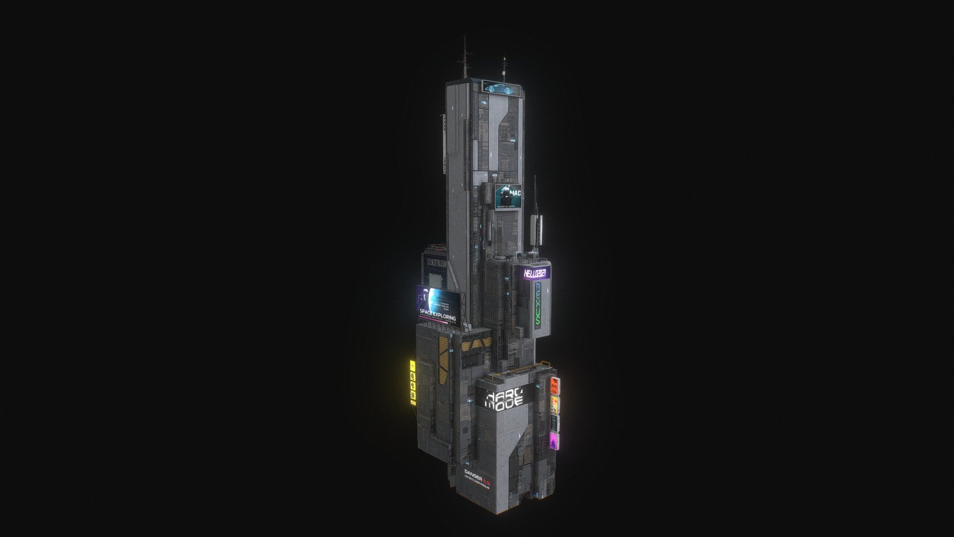 Cyberpunk Futuristic building Kitbash Bundle_006 - 3D model by Zippy ...