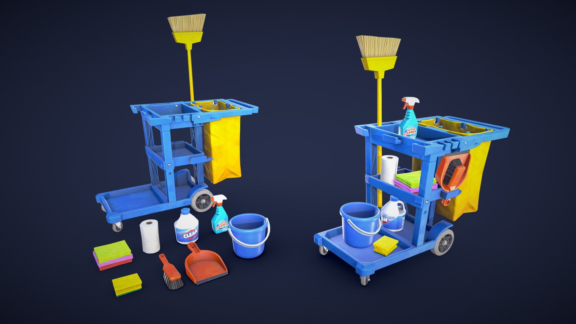 Stylized Janitorial Cart - Low Poly - Buy Royalty Free 3D model by ...