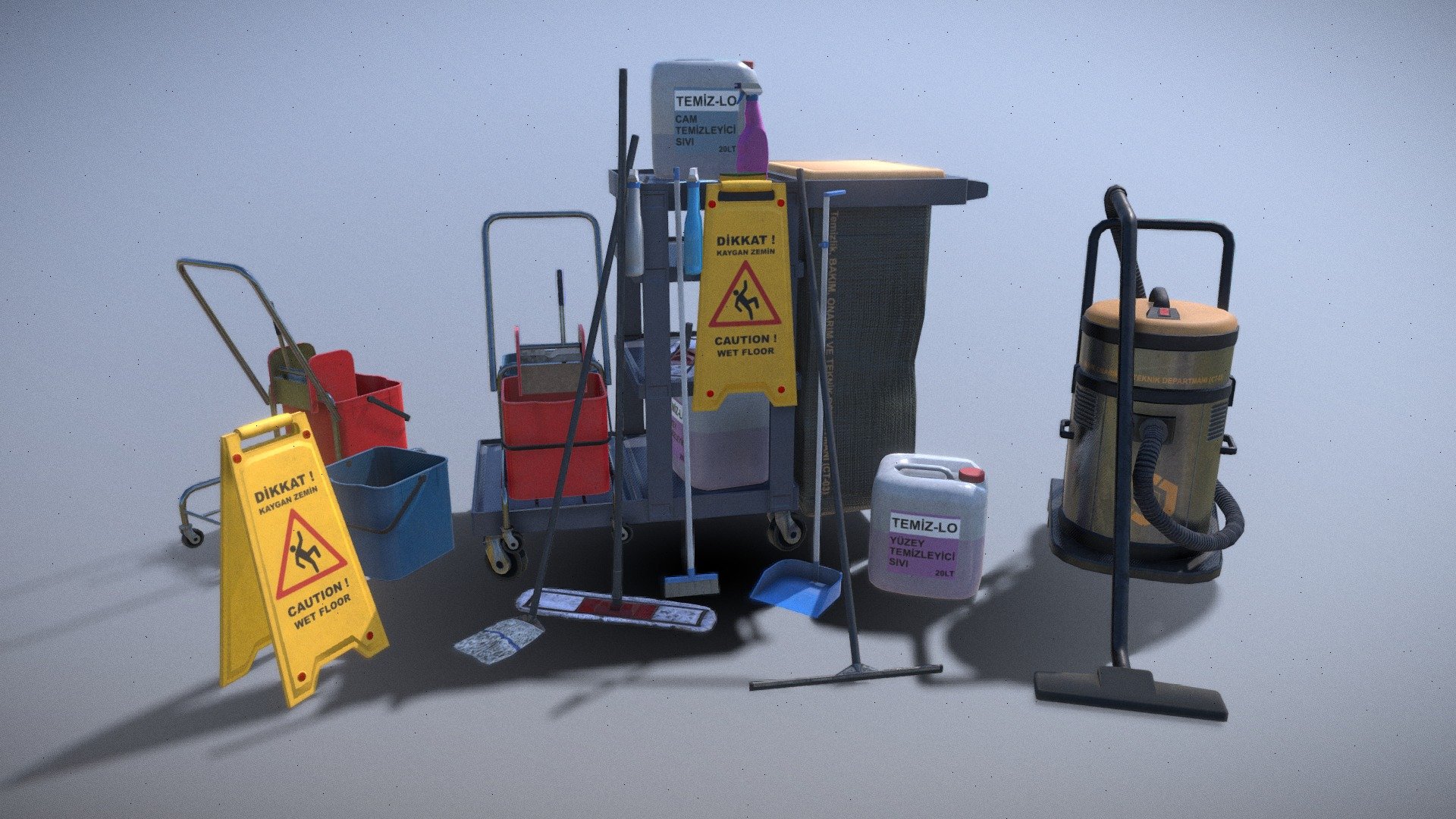 Cleaning Equipment Set – Game Ready Asset Pack - 3D model by cankut ...