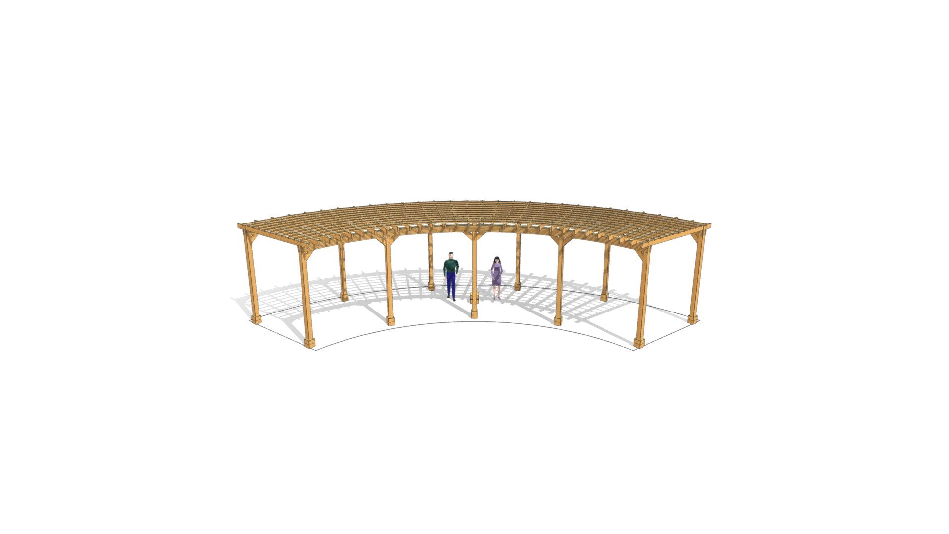 Fan Shaped Pergola Kit - 50 ft x 12 ft - 3D model by Forever Redwood ...