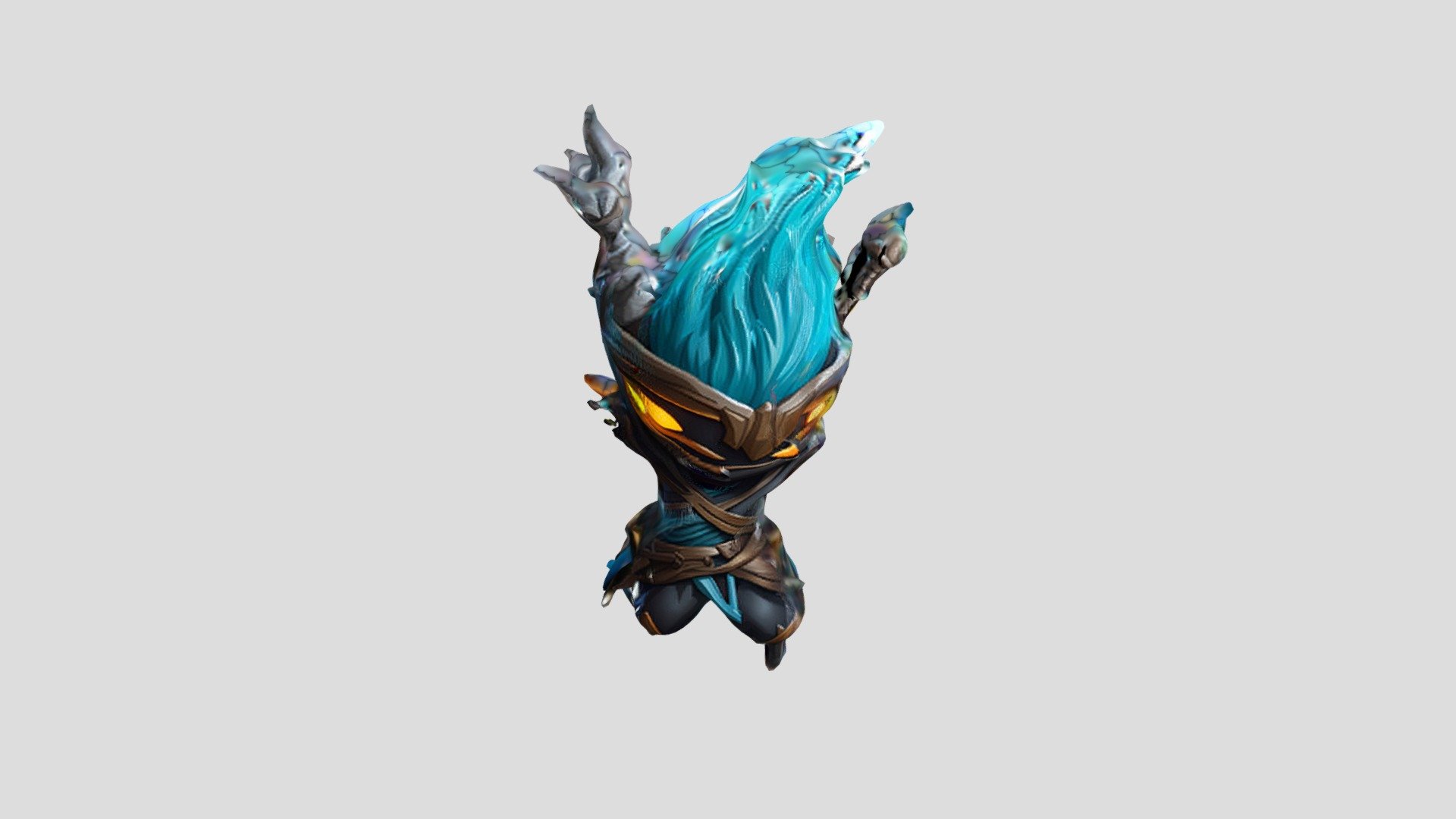 Blue and black ninja character in mid-air pose - Download Free 3D model ...