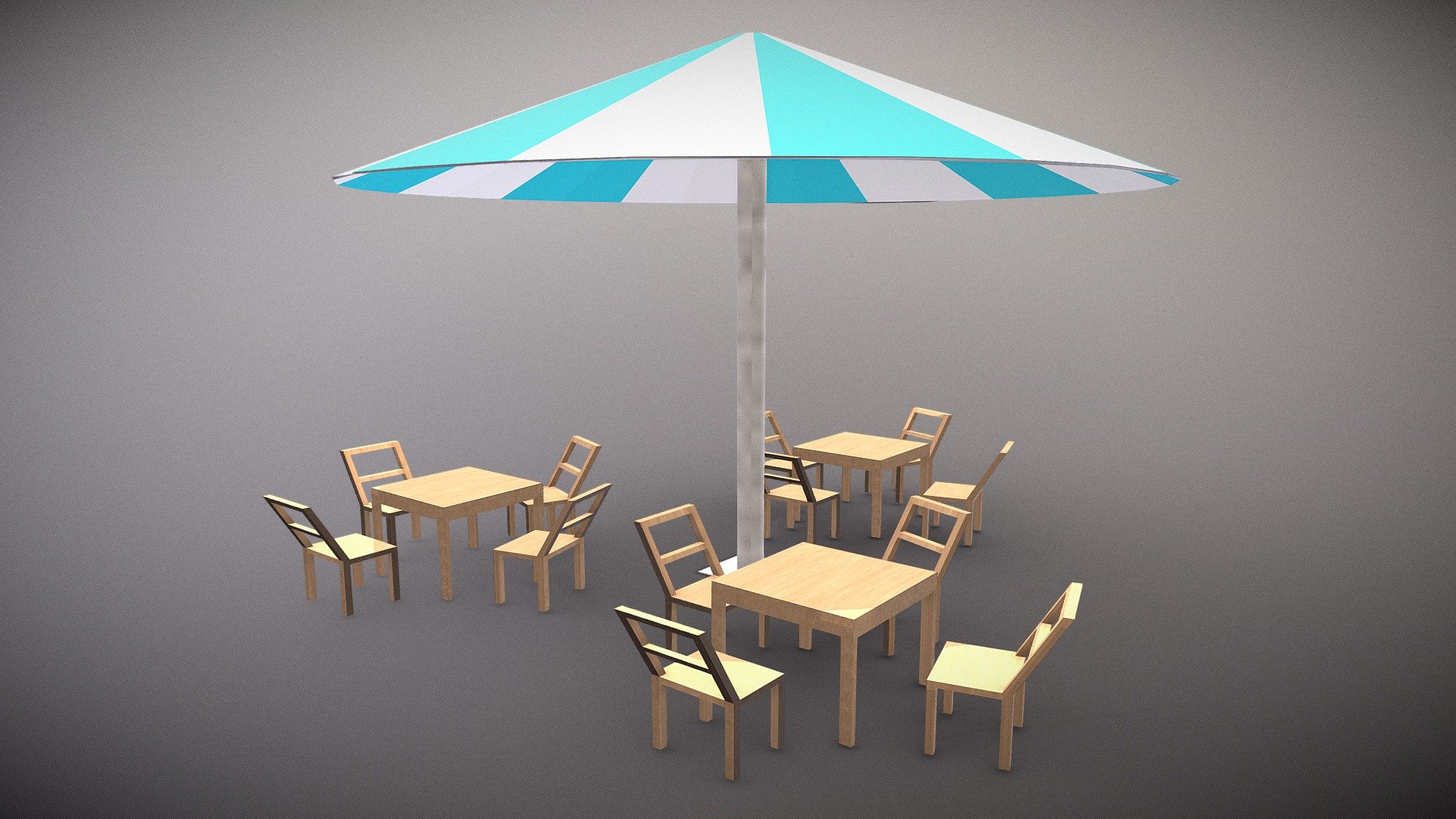 Gazebo With Table And Chairs (Lowpoly) - Download Free 3D model by ...
