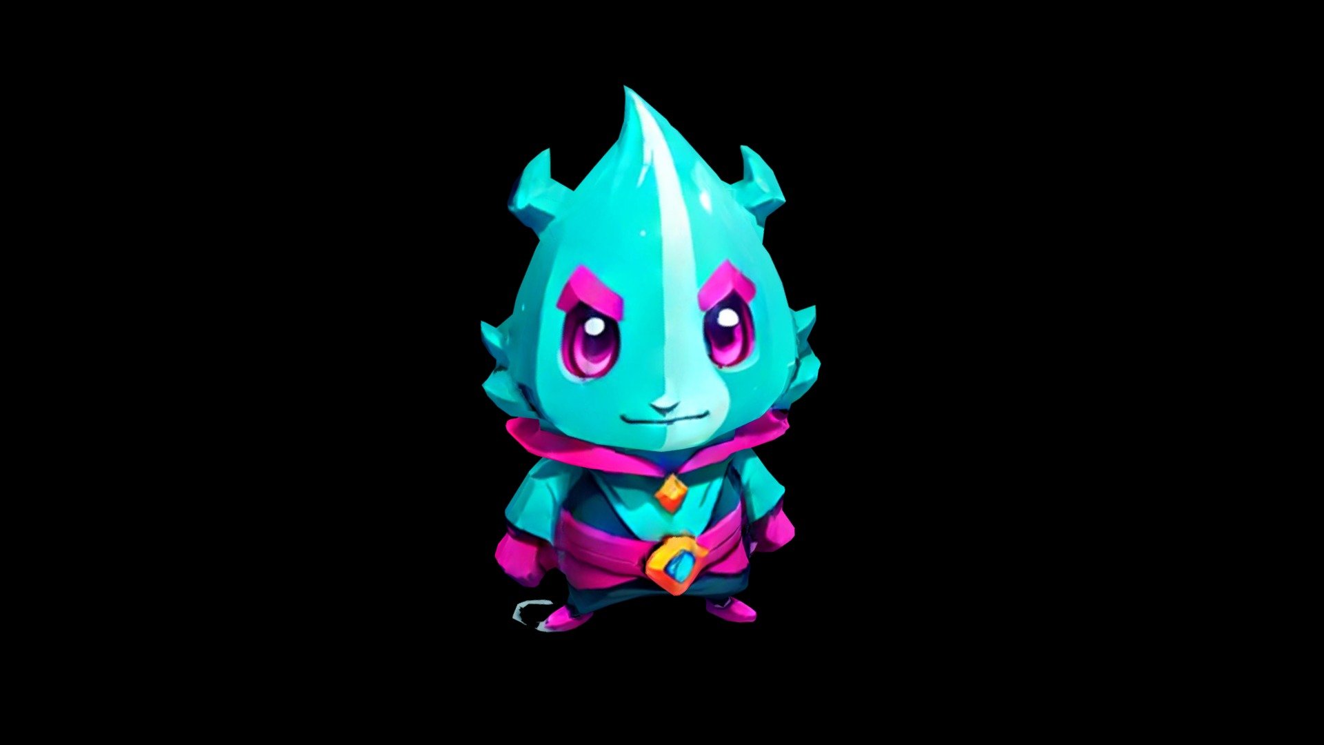 A cartoon creature with blue skin, purple hair, - Download Free 3D ...