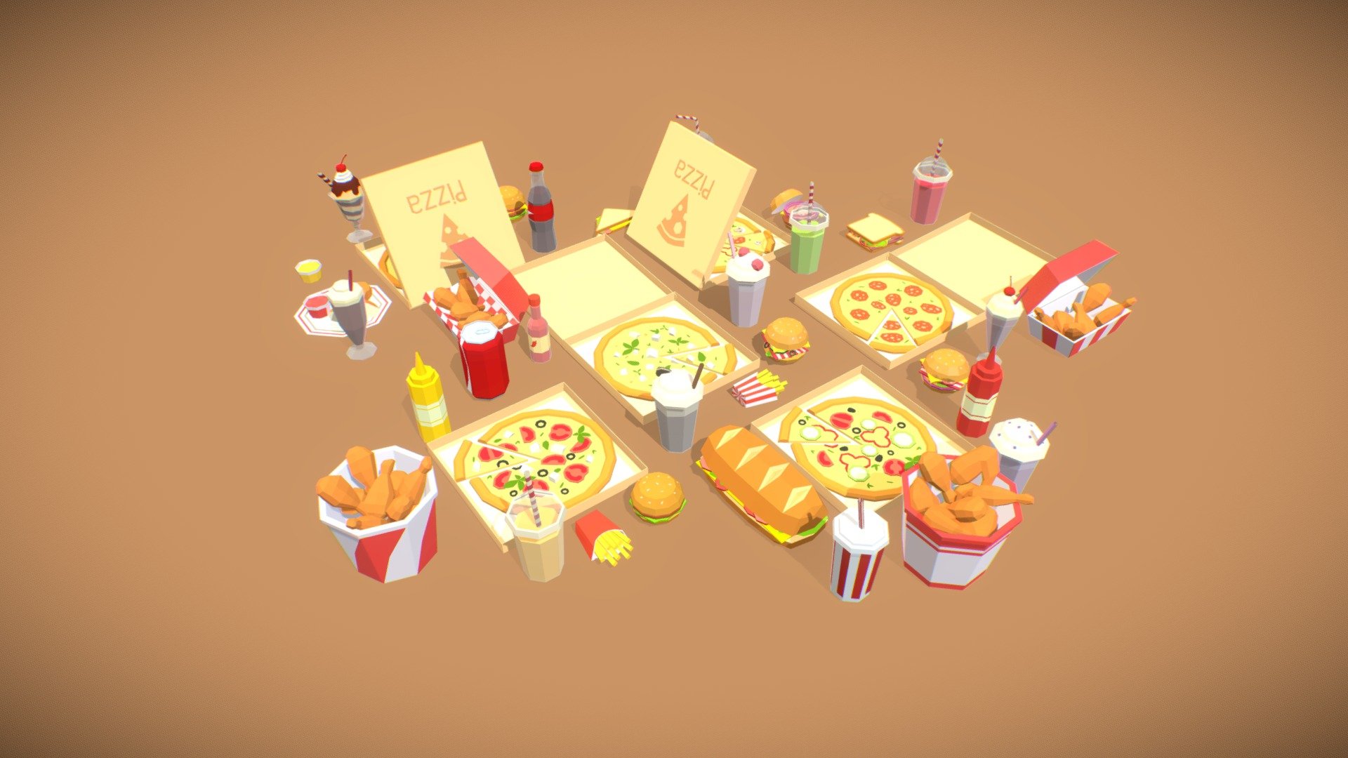 Fast Food Cluster - 3D model by Mumifier Studio (@Mumifier-Studio ...