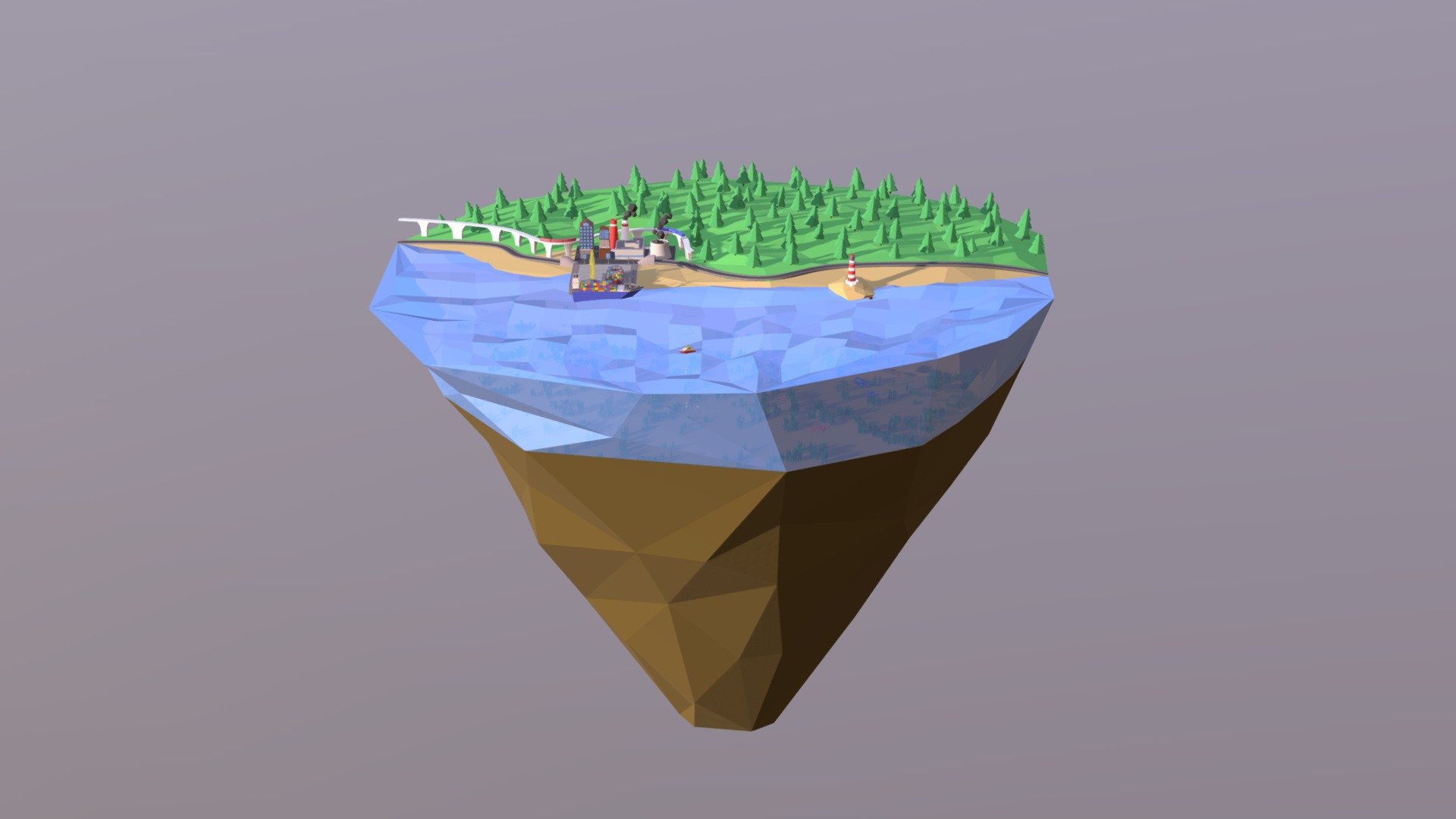 Low Poly Floating Island - 3D model by Cristian (@cris94) [04e633a ...