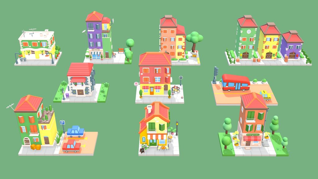 cartoon city - A 3D model collection by vinhvu - Sketchfab