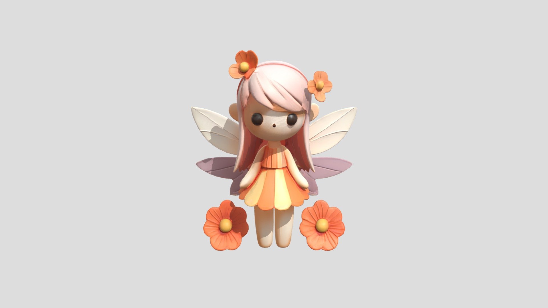 Cute fairy figurine with flowers - Download Free 3D model by nevtan ...