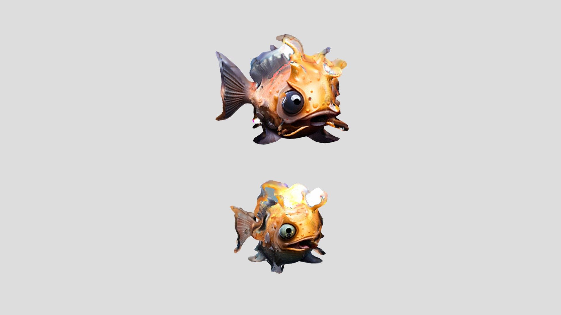 Two cartoon fish with funny faces on a white ba - Download Free 3D ...