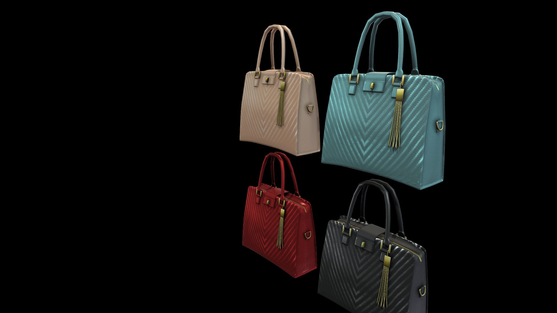 Female Embossed Padded Tote Hand Bag 4 Textures - Buy Royalty Free 3D ...