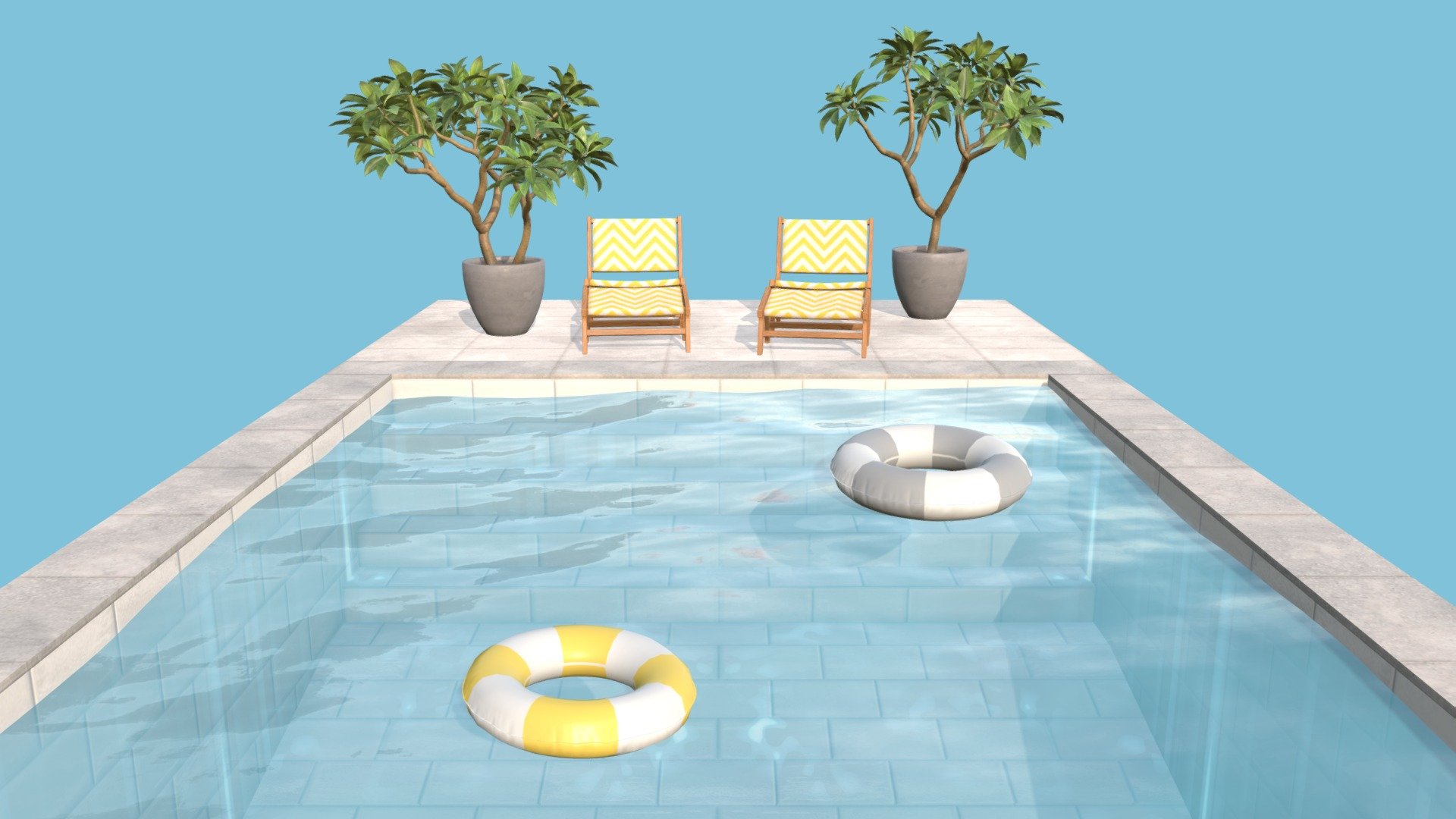 All inclusive swimming pool (3D with animation) - Buy Royalty Free 3D ...