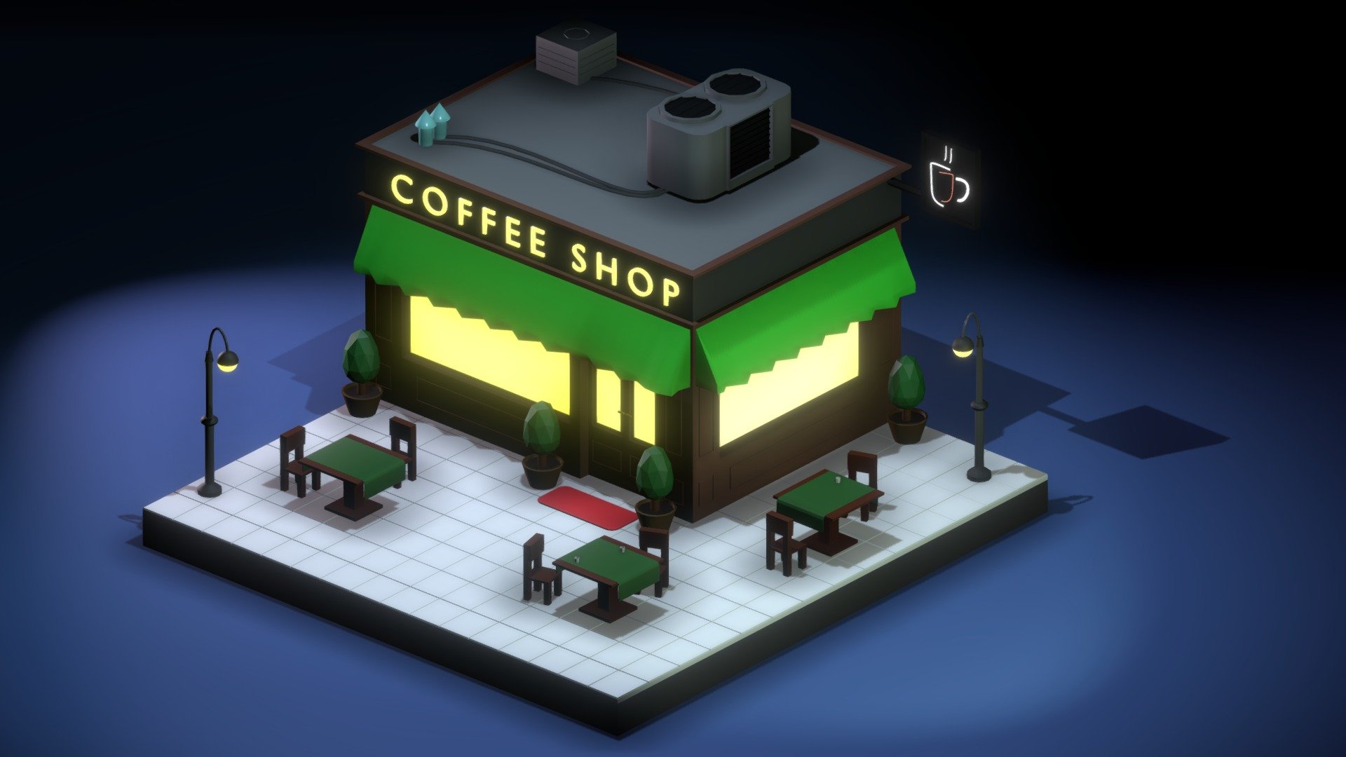 Coffee Shop Isometric - Download Free 3D model by ChopperManiac ...