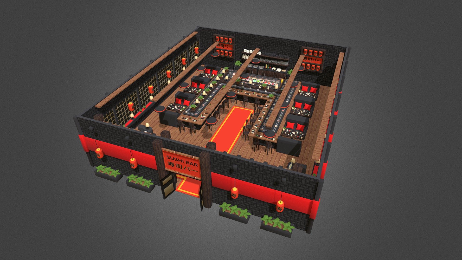 3D Sushi Bar - 3D model by Guusje VH (@GuusjevanHeesch) [052bcd0] - Sketchfab