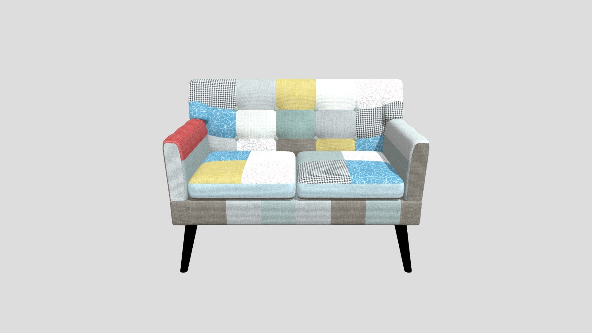 Armchair in Patchwork Fabric Padded - Buy Royalty Free 3D model by Diggory [053beec] - Sketchfab ...