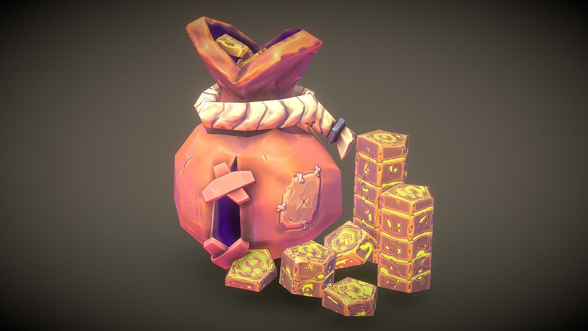 LowPoly Stylized Money Bag - Download Free 3D model by cat is activated ...