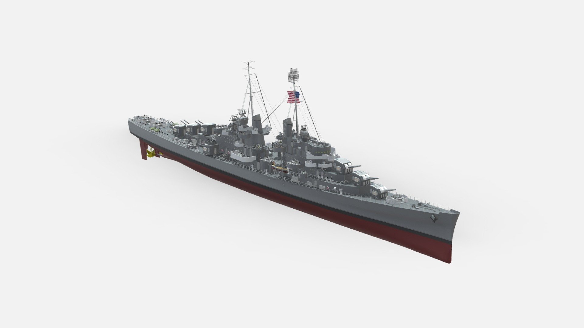 3d model AMERICAN NAVY 1944 WW2 USS cruser - Buy Royalty Free 3D model ...