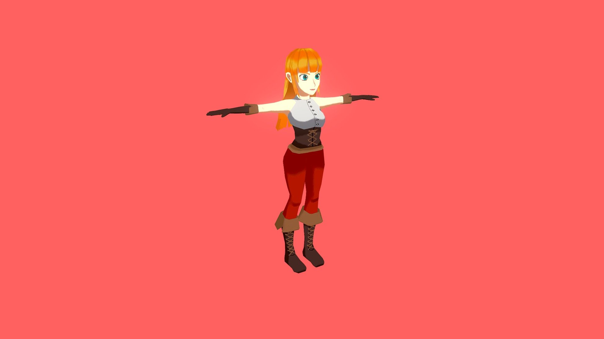 3d girl low poly - character design study - 3D model by Leo Nyanko ...