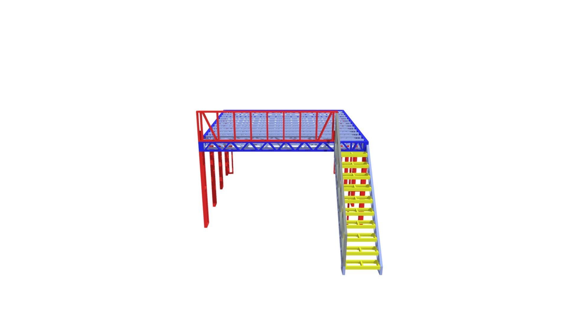 5m x 5m Mezzanine with stairs - Download Free 3D model by Steel Frames ...