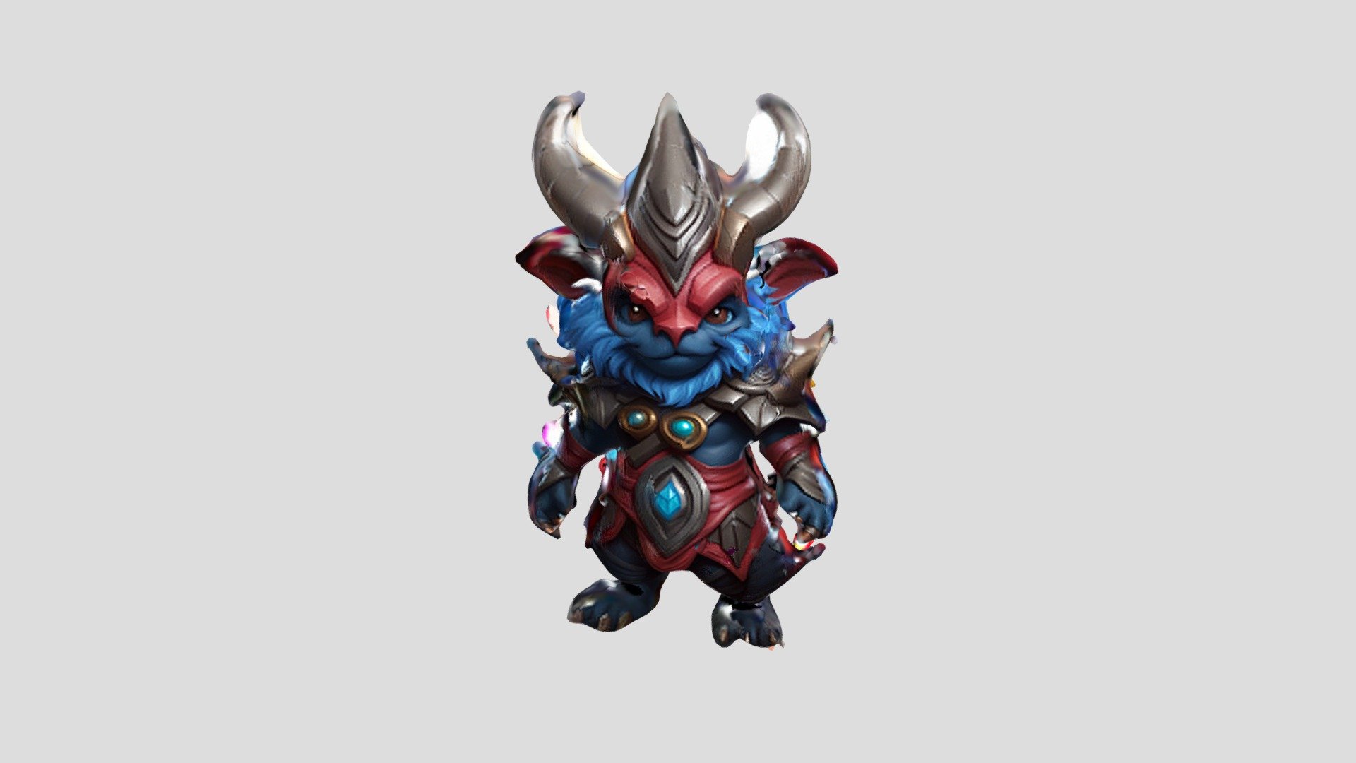 Cute Red and Blue Monster with Horns and Armor - Download Free 3D model ...